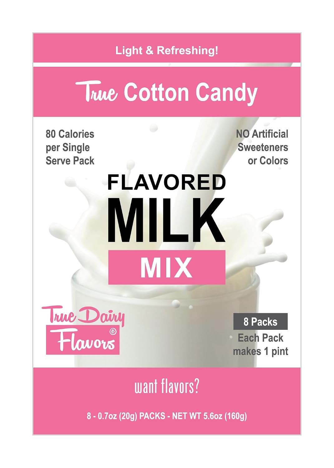 Amazon.com : True Dairy Flavors Cotton Candy Flavored Milk Mix, 8 Pack ...