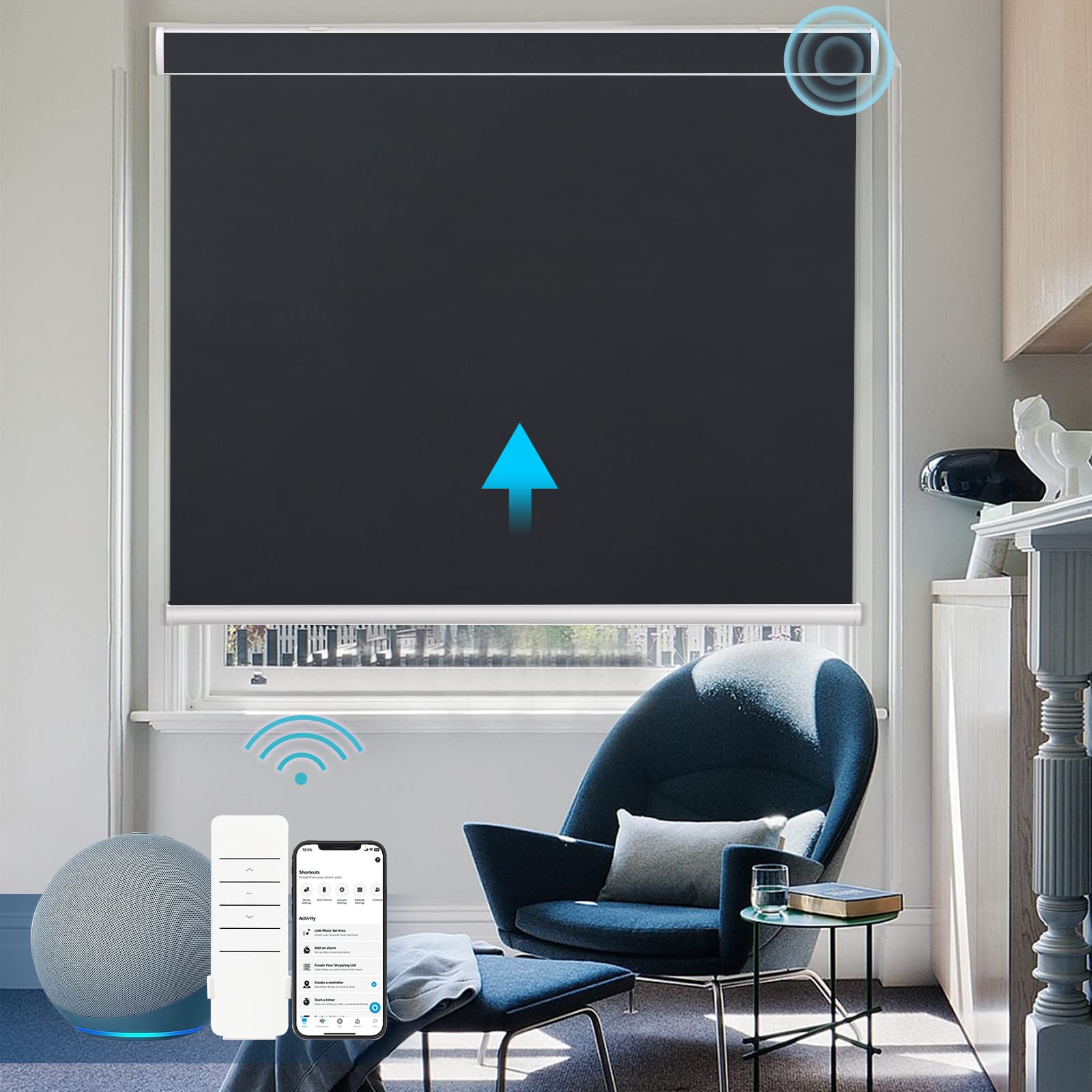 Amazon.com: MYshade Custom Motorized Roller Shade Smart Window Roller Shade Remote Blackout ...