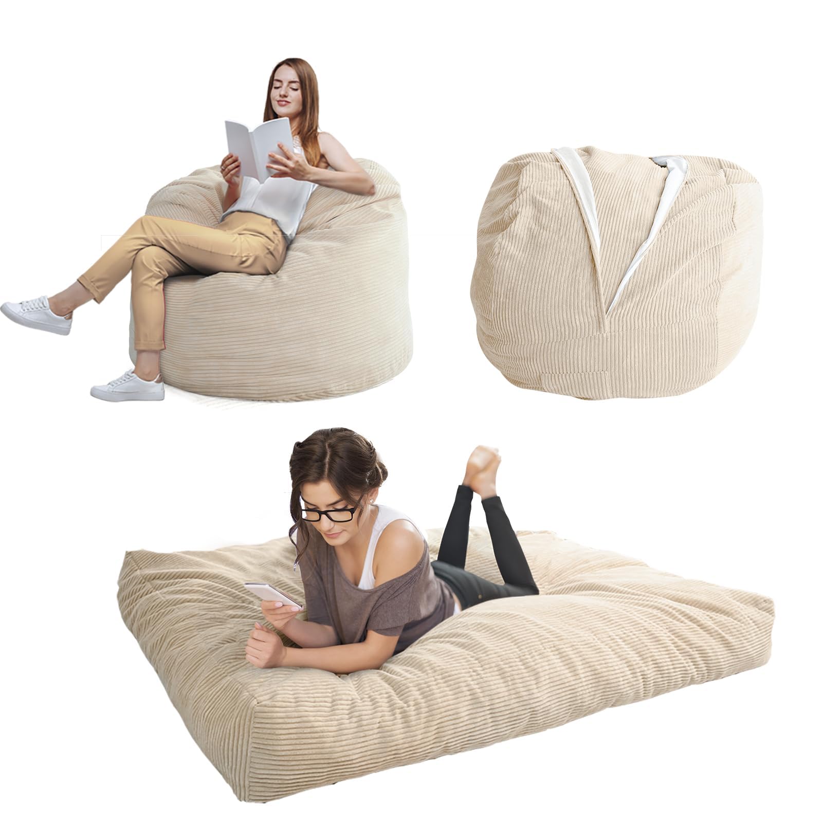 Amazon.com: MAXYOYO Giant Bean Bag Chair Bed for Adults, Convertible ...