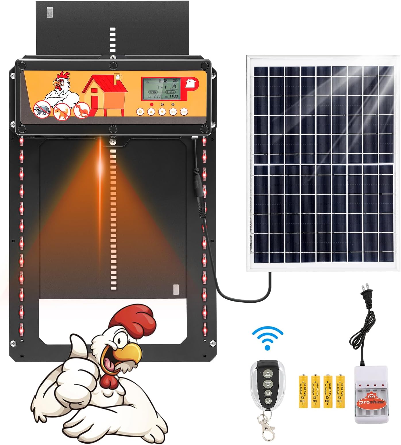 Amazon.com: Proshine Automatic Chicken Coop Door Solar Powered, Chicken ...