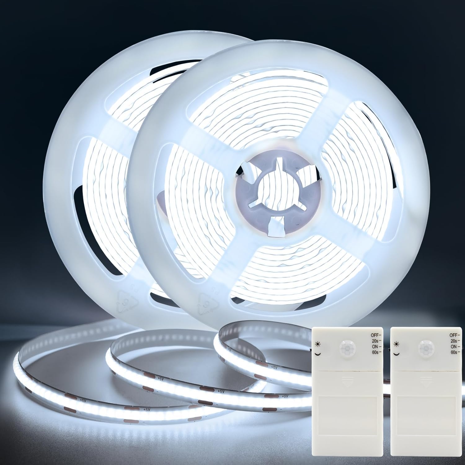 Amazon.com: DBFAIRY 2 Pack COB Motion Sensor Strip Light Battery ...