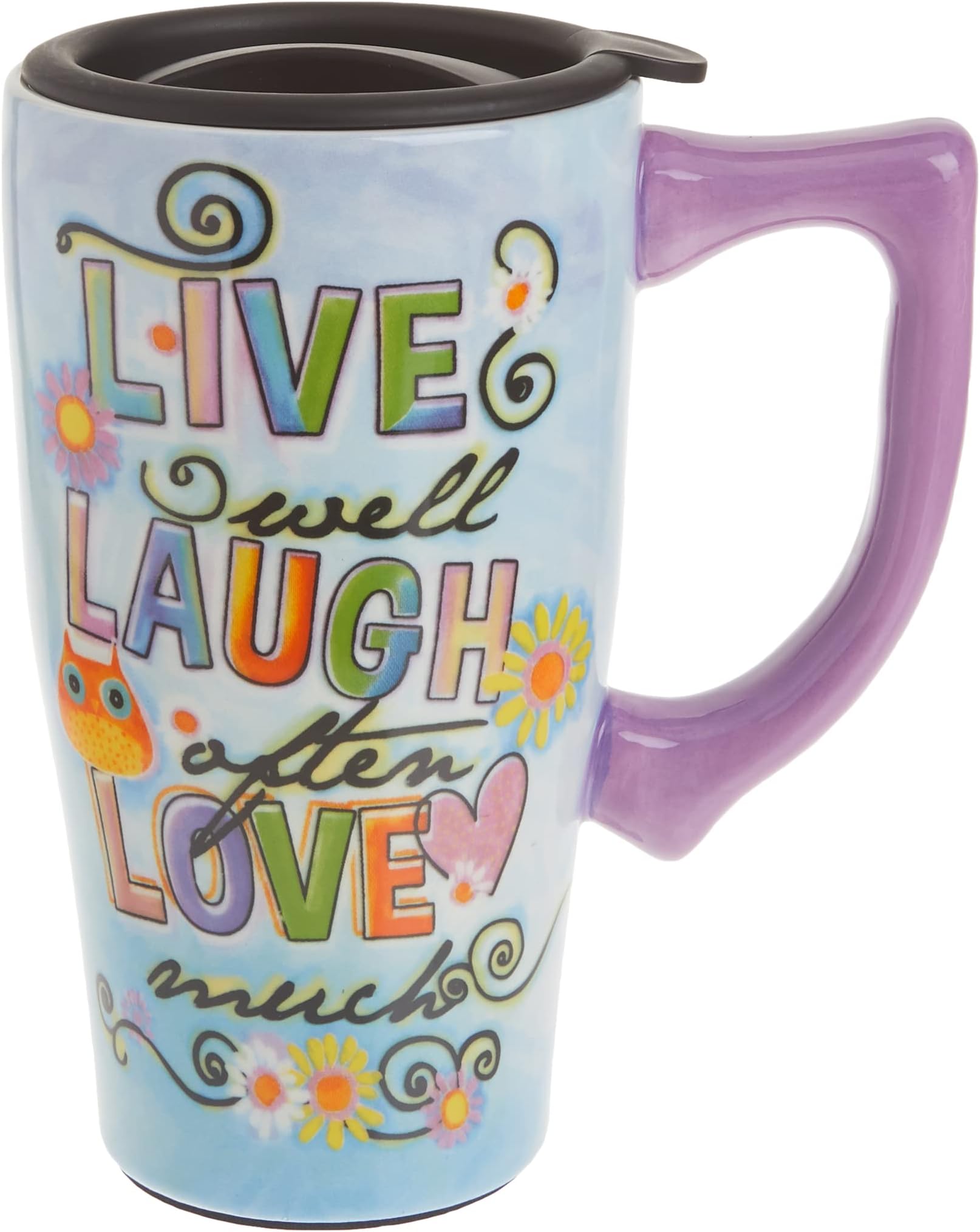 Amazon.com | Spoontiques - Ceramic Travel Mugs - Live Laugh Love Cup ...