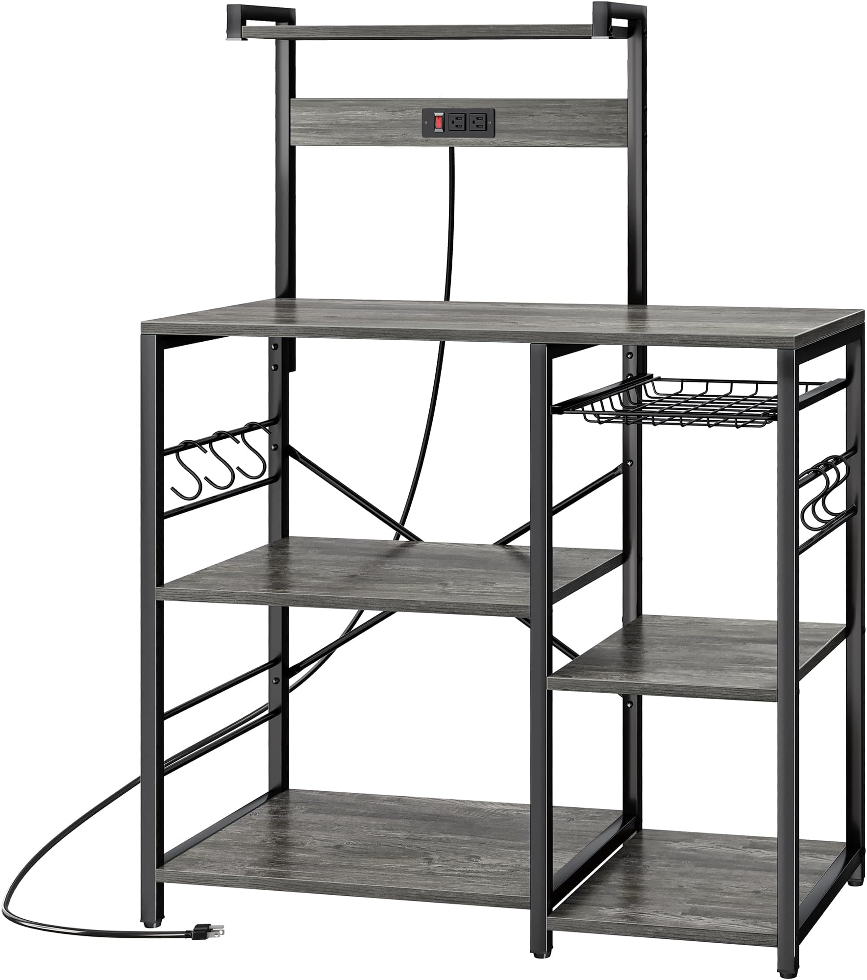 Amazon.com: VIGKOOK Bakers Rack with Power Outlet, Kitchen Microwave ...