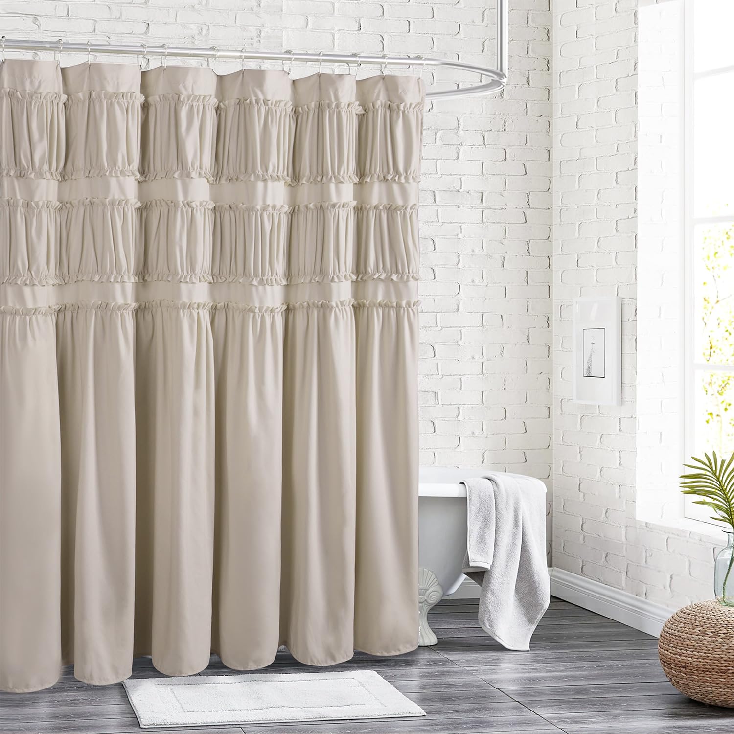 Amazon.com: Homechoice Decor Ruched Ruffled Shower Curtain 72" W x 72 ...