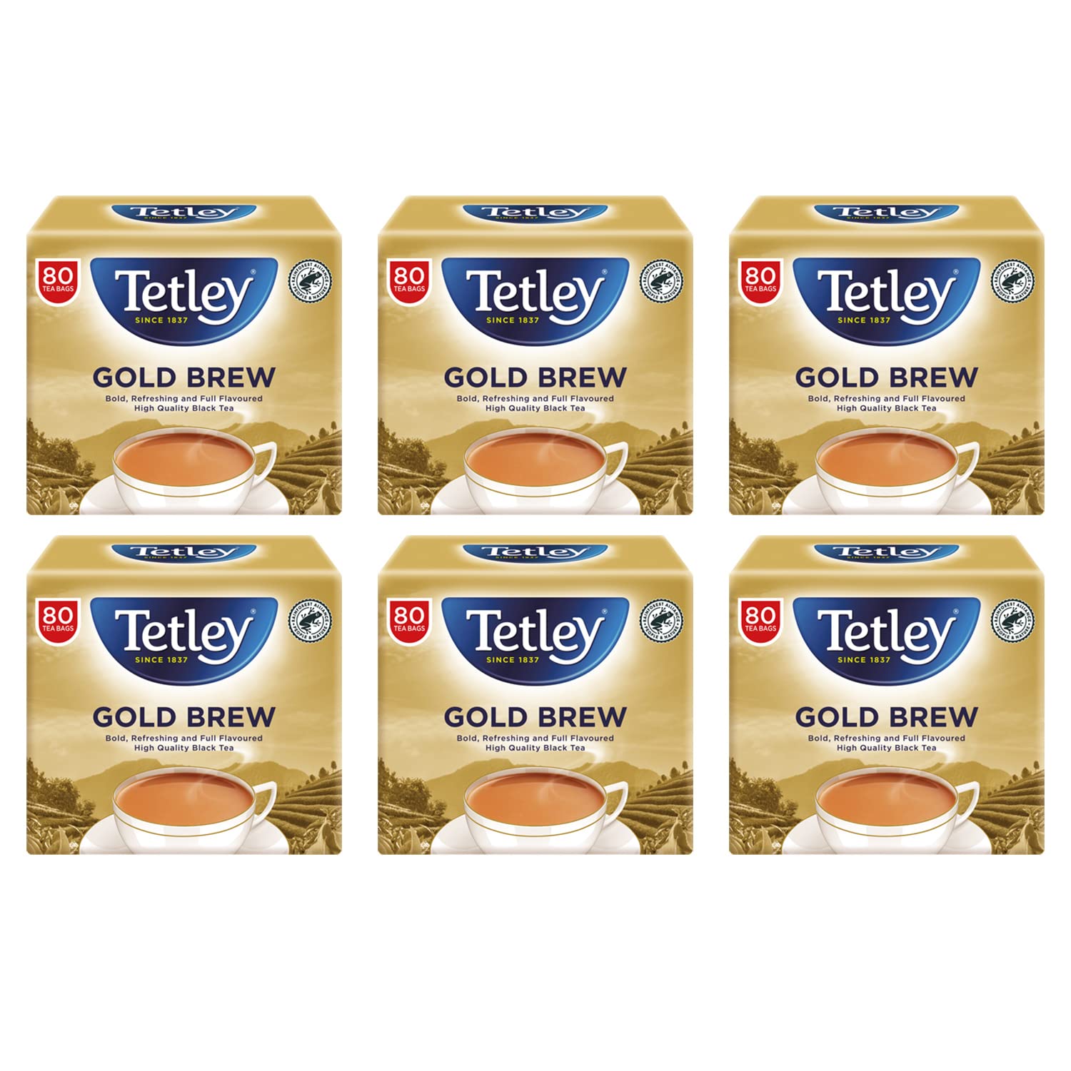 Tetley Gold Brew Black Tea Bags (Contains 6 x 80 Pack of Gold Brew ...