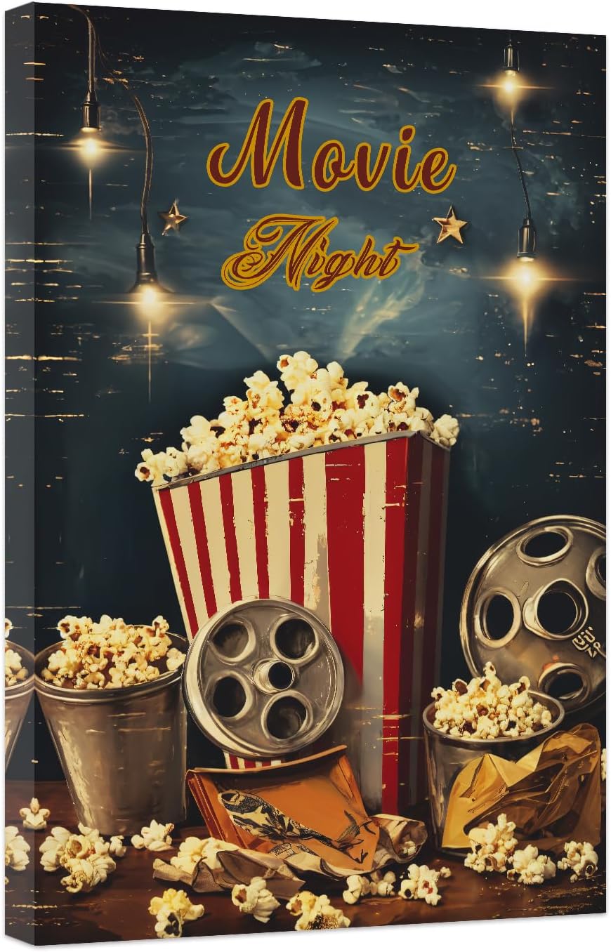 Amazon.com: CCWACPP Movie Sign Wall Art Painting Prints Popcorn Canvas ...