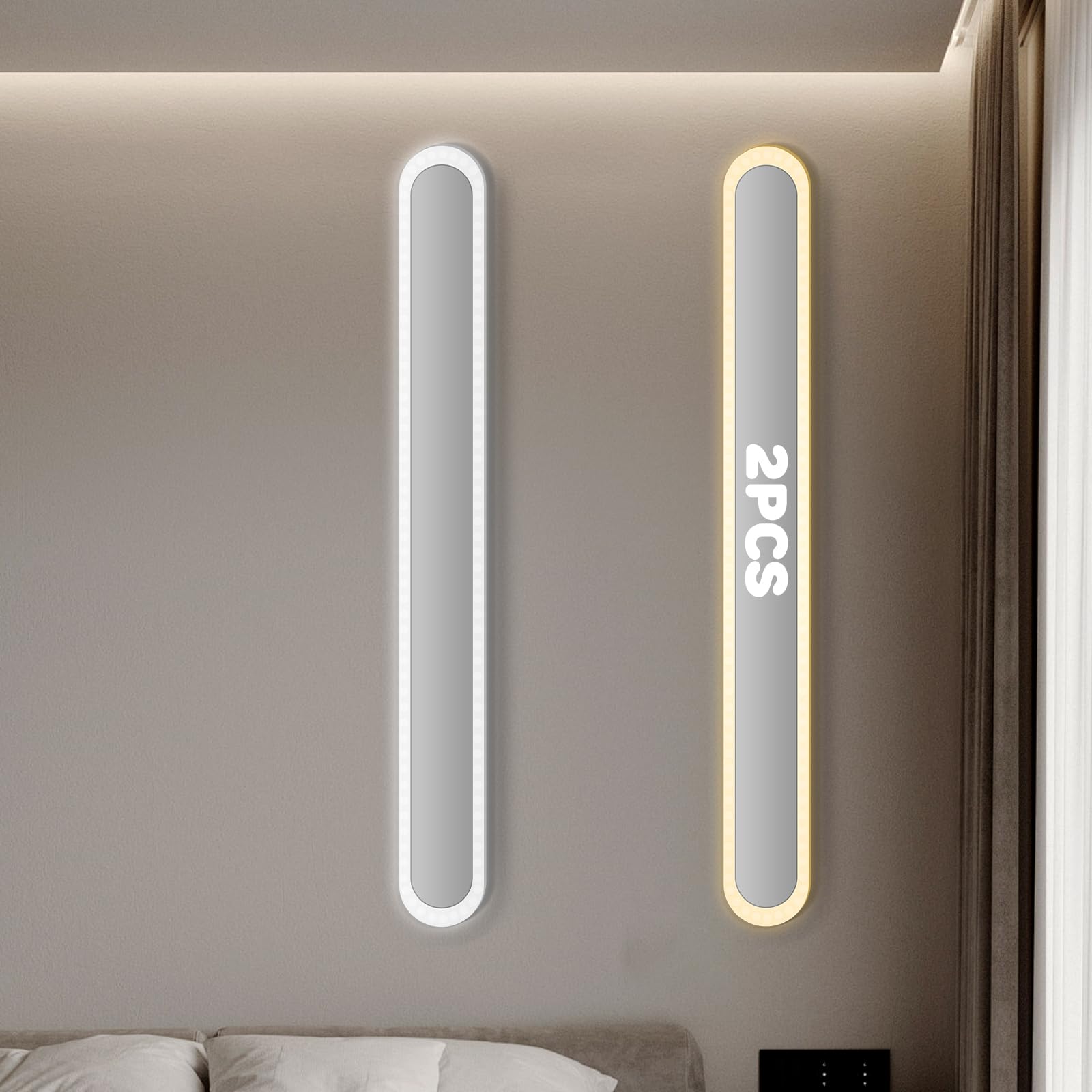 2 Piezas Lámpara de Pared Moderna de 15W, Luces LED largas con 3 ...