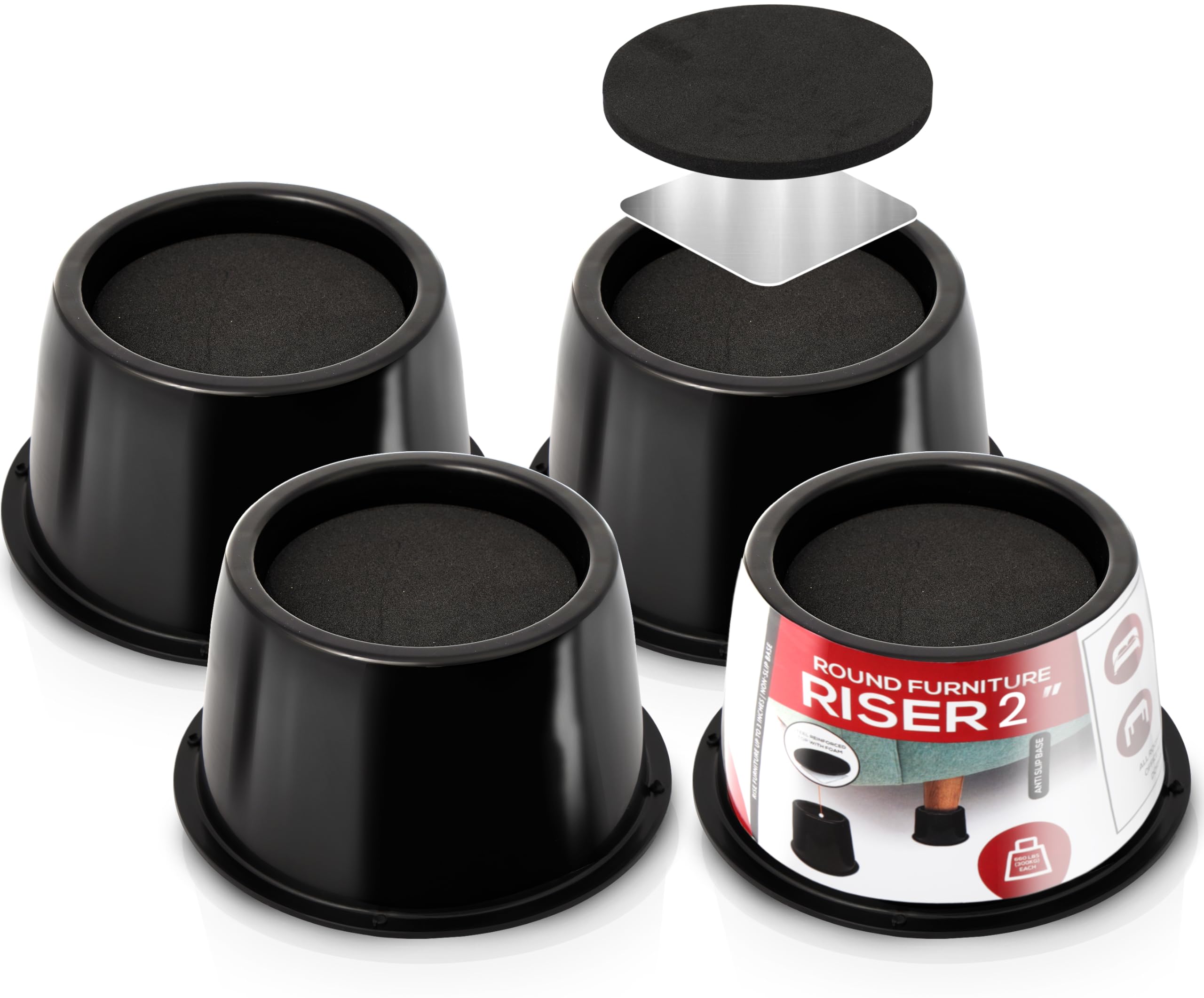 Amazon.com: Utopia Bedding Bed Risers 2 Inch - 4 Pack - Round Furniture ...