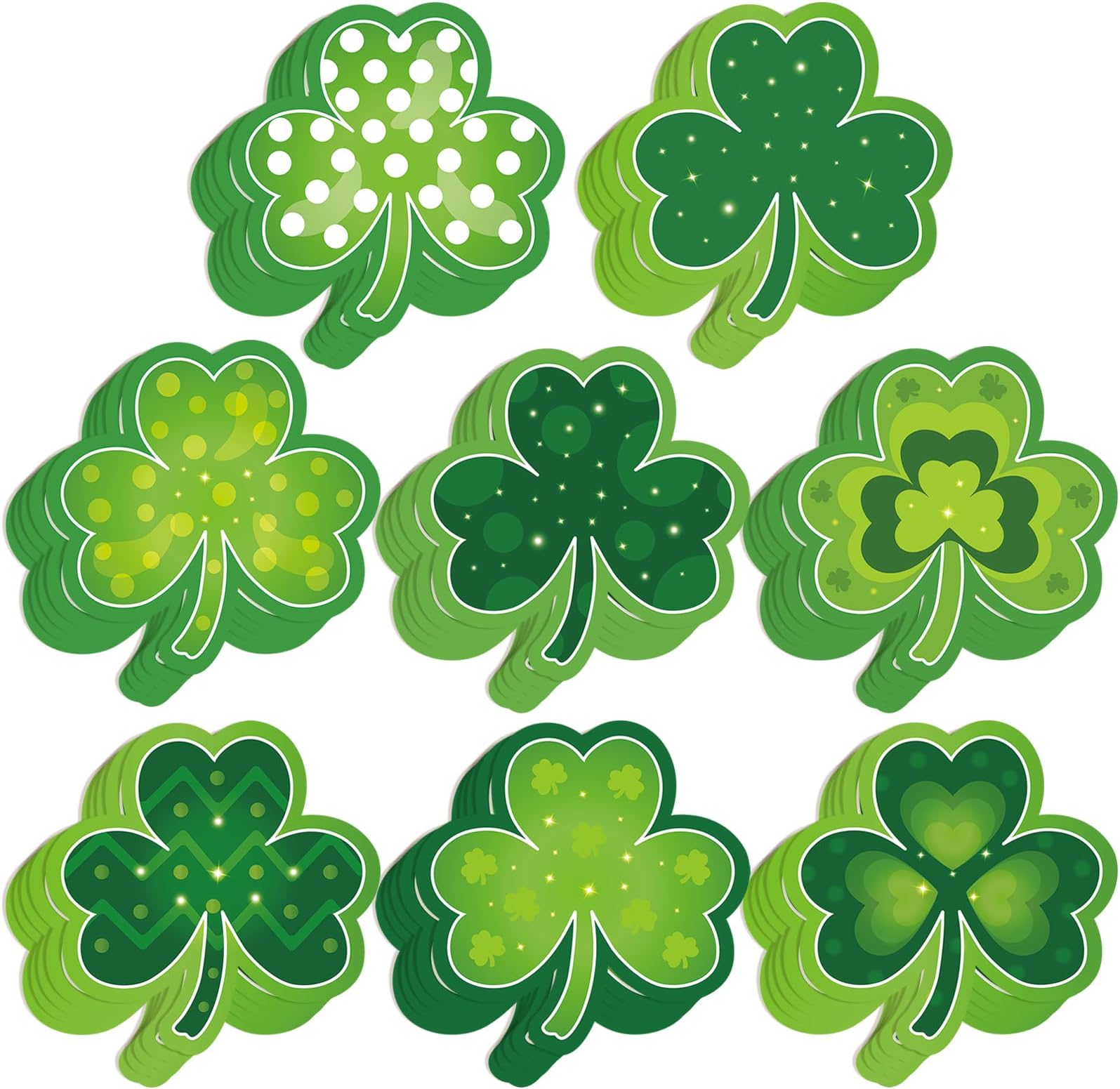 Amazon.com: 45 Pcs St. Patricks Day Shamrock Clover Cut-Outs Bulletin ...