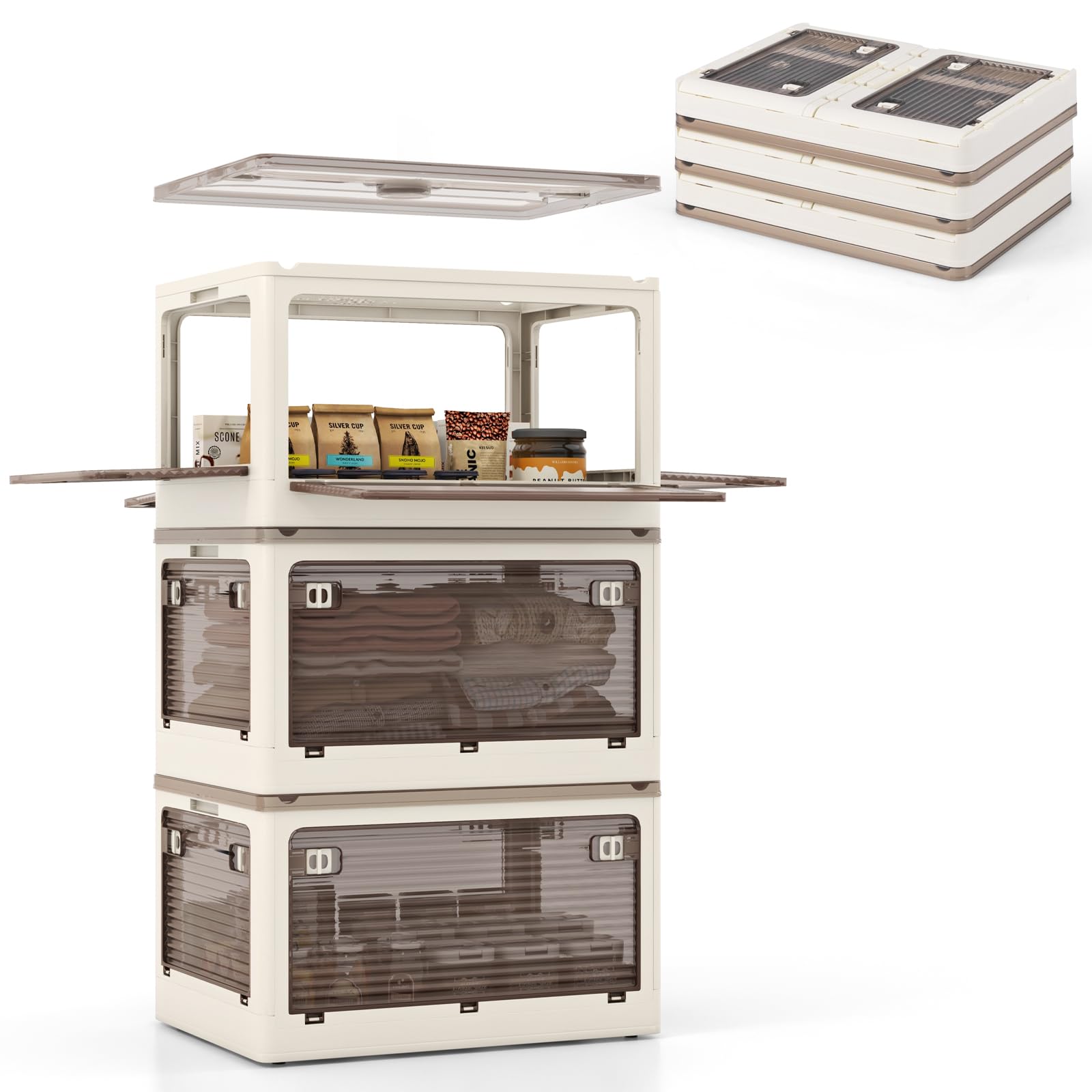 Amazon.com - Giantex Storage Bins with Lids and Hidden Wheels, 34.5 Gal ...