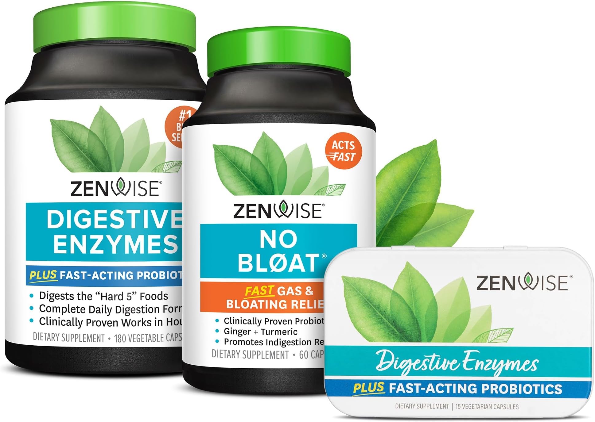 Amazon.com: Zenwise Health Digestive Enzymes, No Bloat, and Free Travel ...