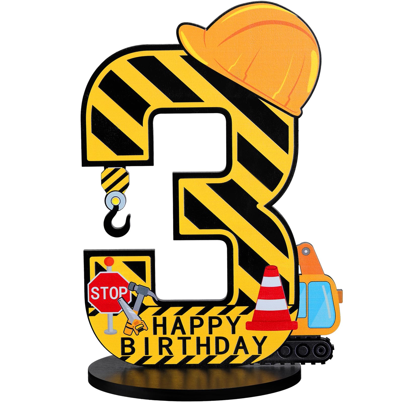 Snapklik.com : Construction 3rd Birthday Number Sign Centerpiece Truck ...