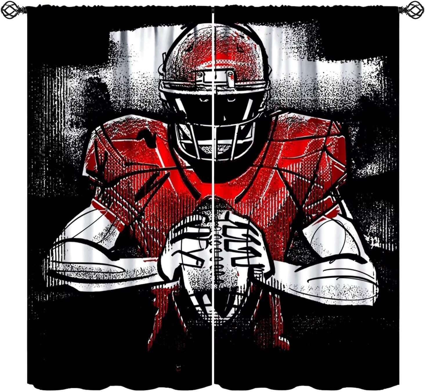 Amazon.com: Mchenxin American Football Player Curtains for Boys Bedroom ...