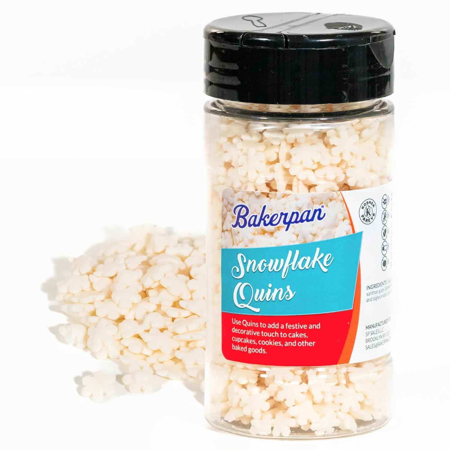 Amazon.com: Bakerpan Quins Sprinkles for Cake Decorating - Snowflake ...