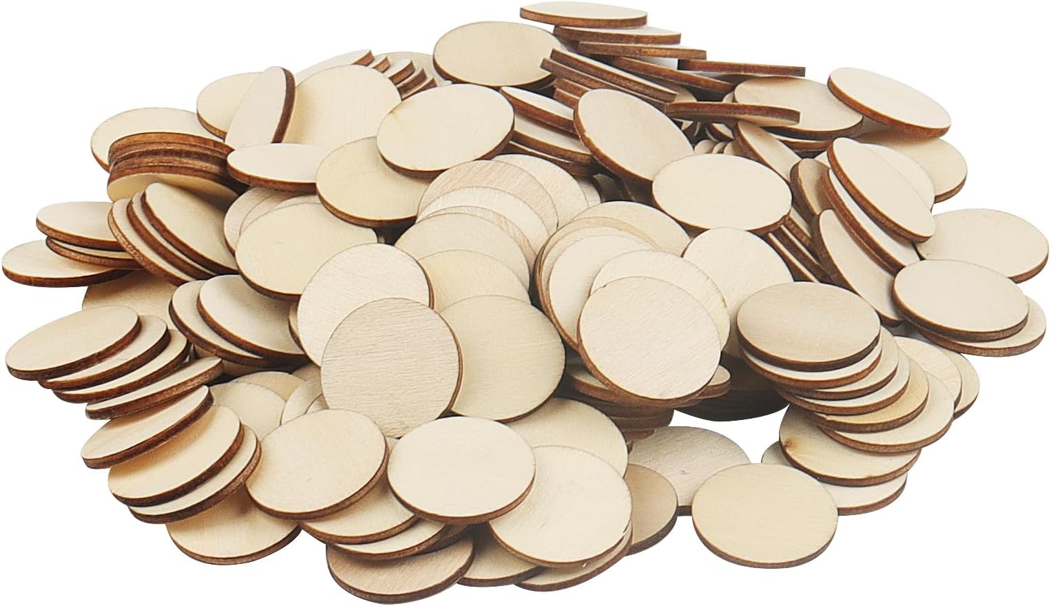 MANCHAP 200 PCS 3cm Wood Circles, 2mm Thick Natural Round Discs, Small ...