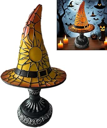 Witch Hat Lamps - Creative Stained Glass Night Light，Bedroom with Plug ...