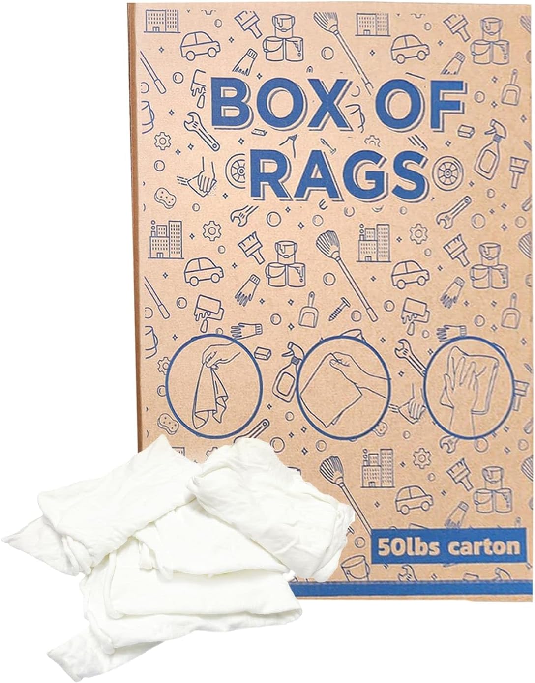 Amazon.com: SupremePlus Recycled White Knit Rags - Shop Bulk Cleaning ...