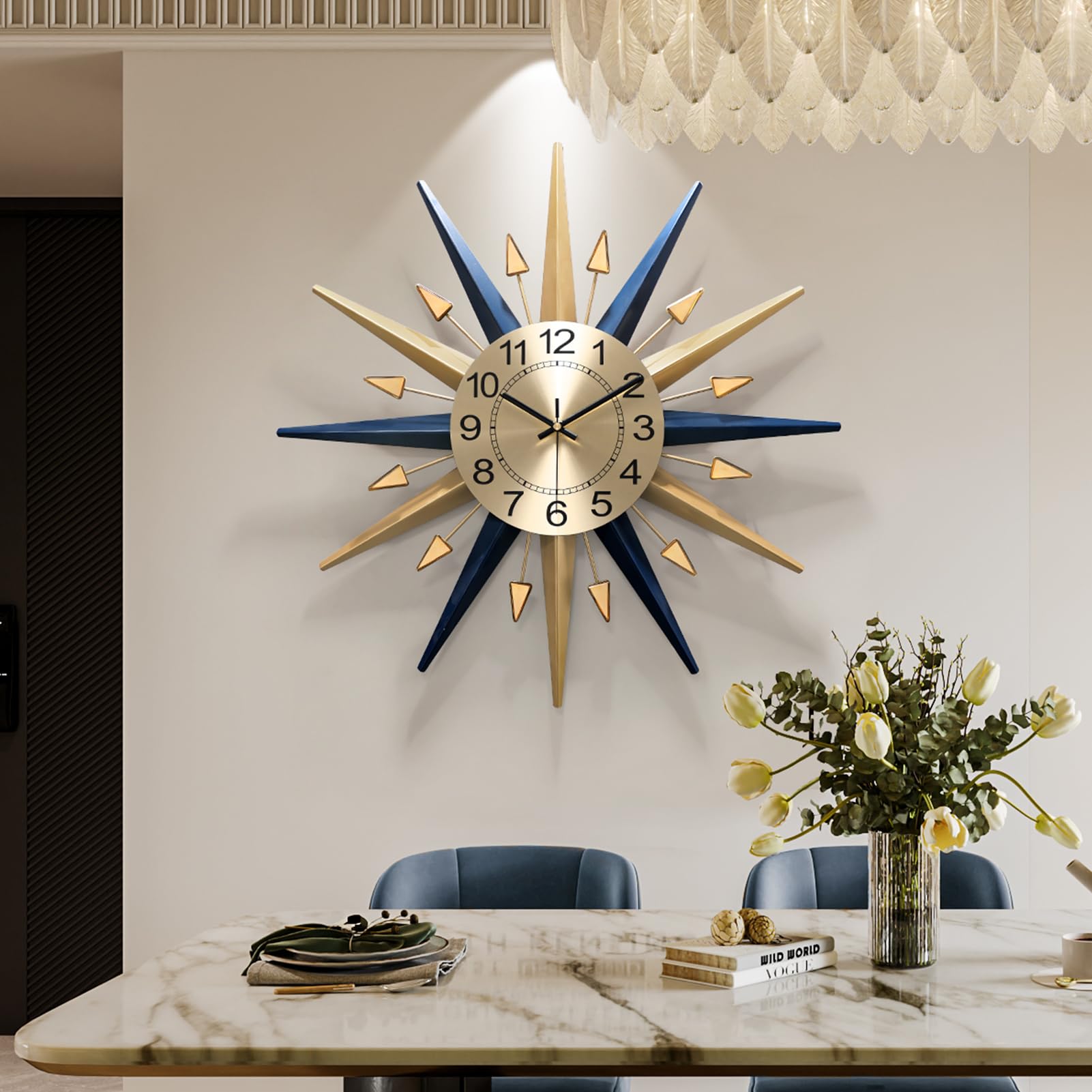 Starburst Large Wall Clock,Mid Century Decorative Wall Clock Modern ...