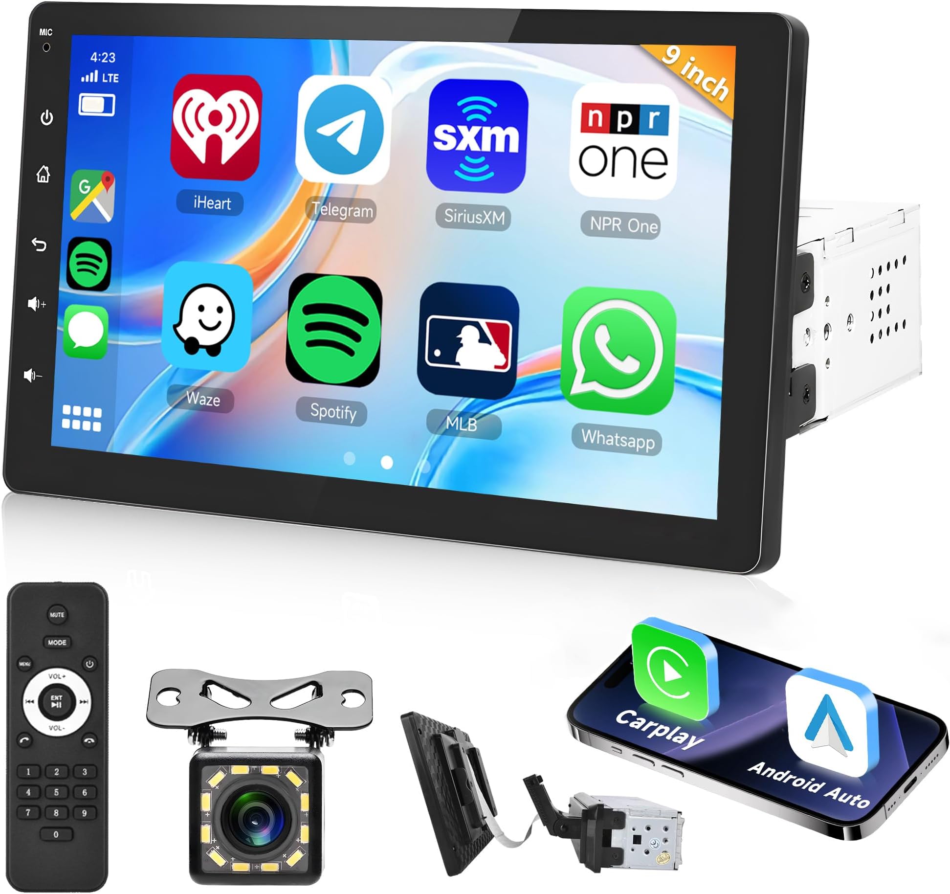 Amazon.com: Car Radio Single Din Apple Carplay Touchscreen, Rimoody 9 ...