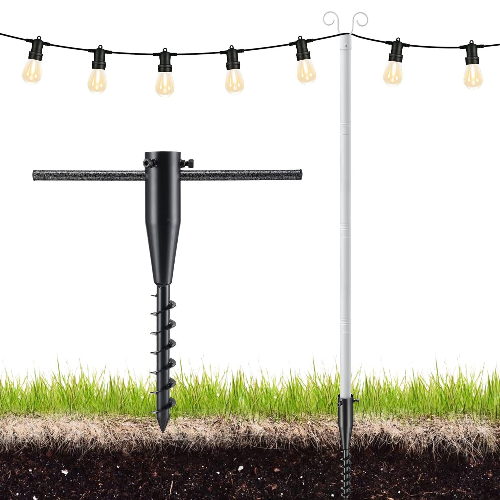 Snapklik.com : HOSKO 10FT Outdoor Lights Poles - 120 Inches White ...