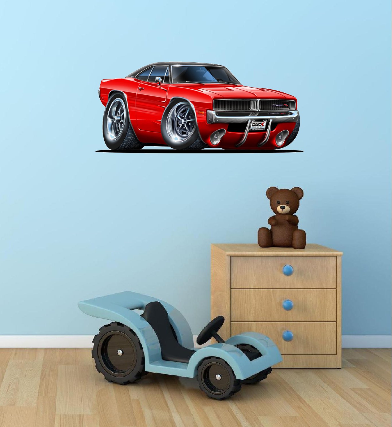 Buy 24" 1969 - 1970 Dodge Charger R/T hemi RED classic car cartoon Wall ...