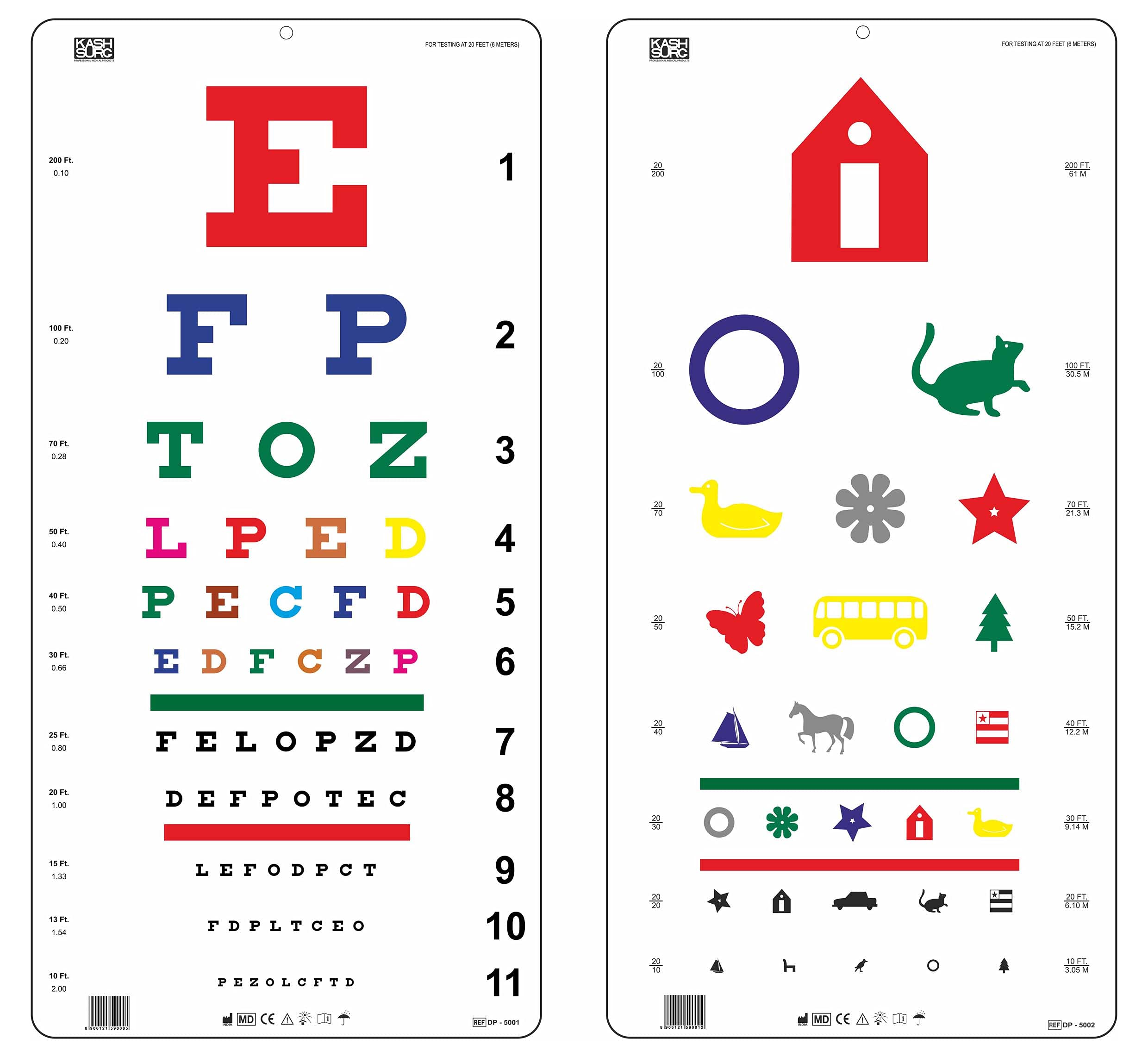 Traditional Snellen Color Kindergarten Color Distance Vision Eye 