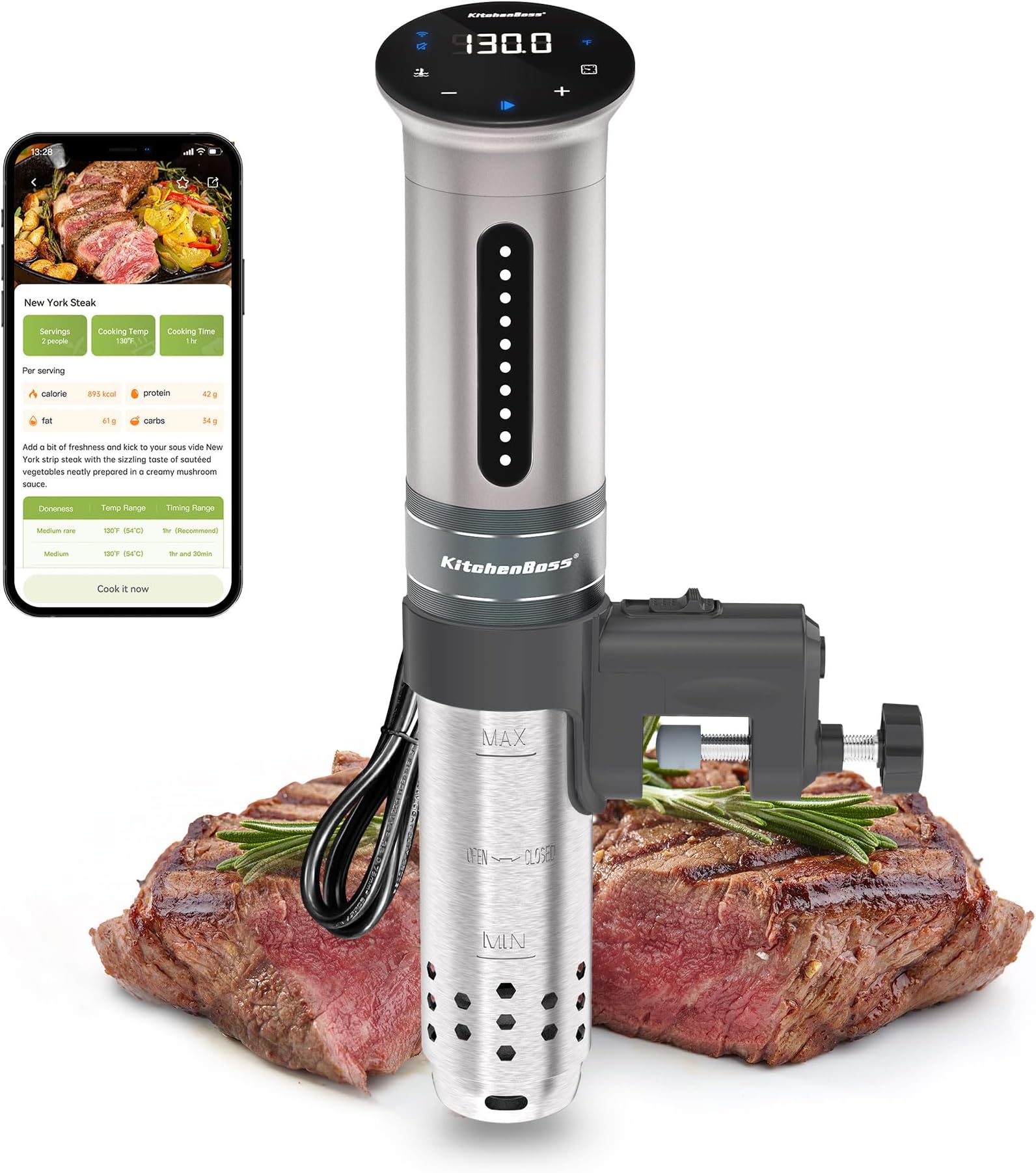 Amazon.com: KitchenBoss Sous Vide Cooker Machine: Ultra-quiet 1100 Watt ...