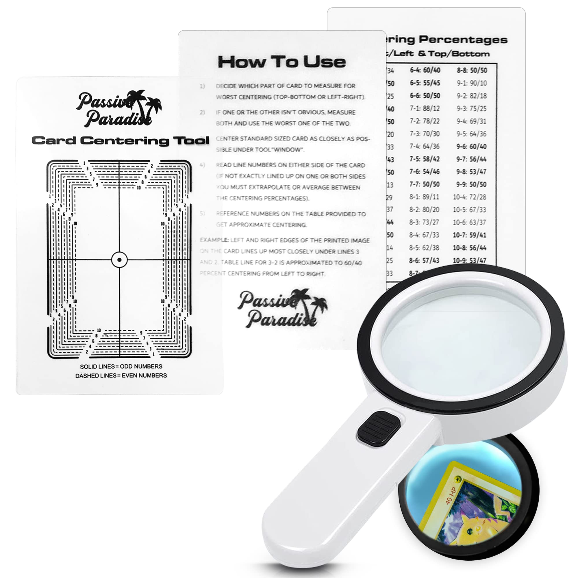 Passive Paradise Card Grading Centering Tool Set for Pokemon - 30x LED ...