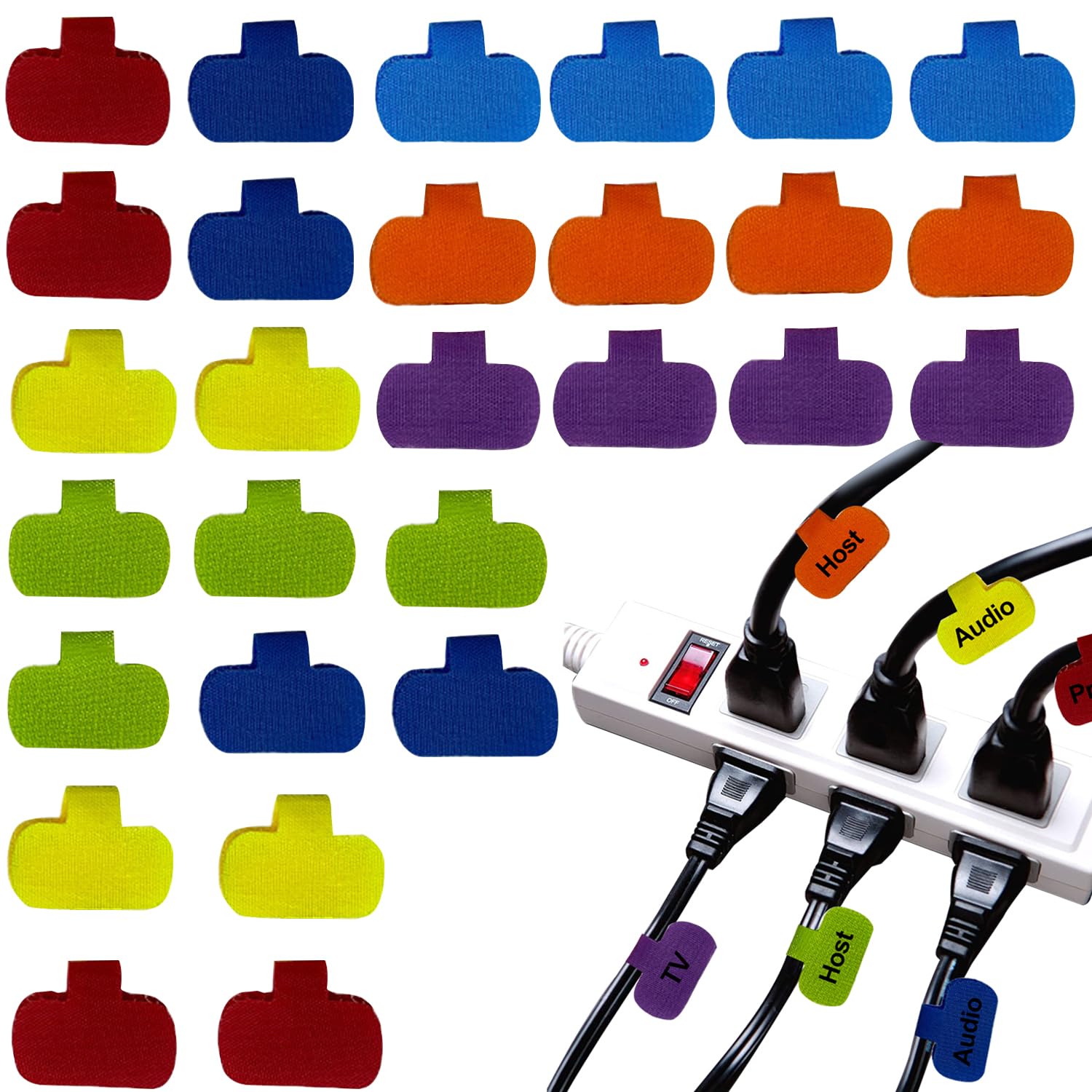 28 Pcs Cable Label Tags, Zulbceo Multi-Colour Write On Cord Labels Wire ...