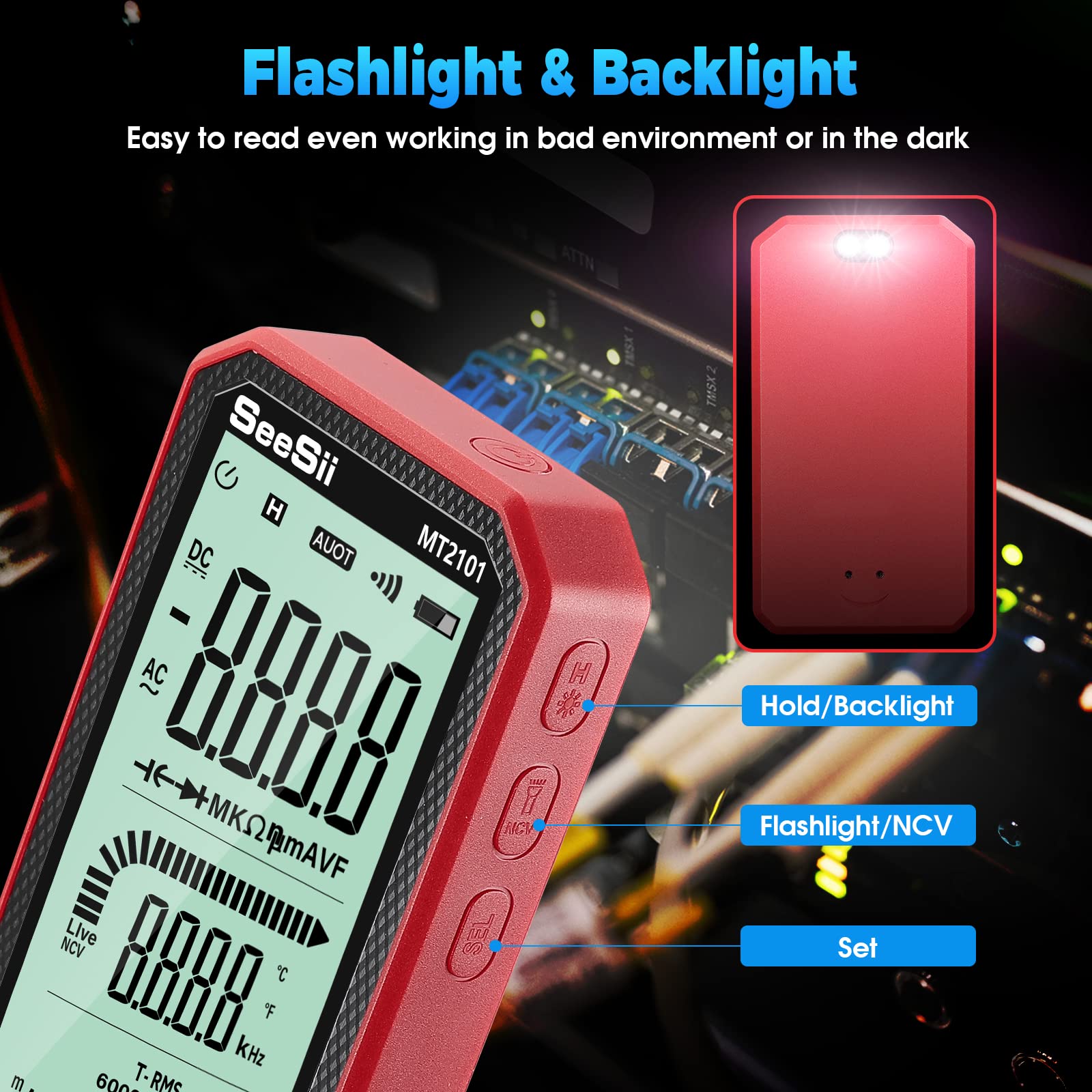 Multímetro digital, multímetro de pantalla grande de 4...B09194KMRN ...