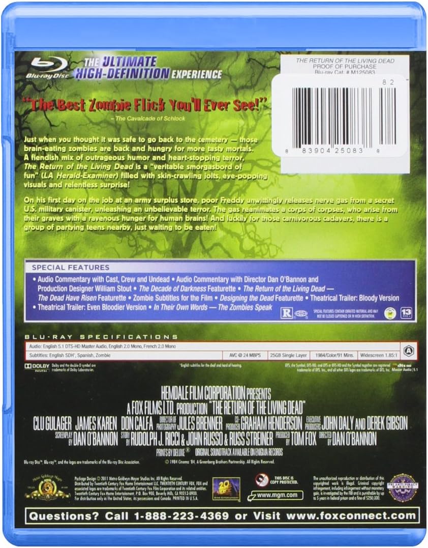 Return of the Living Dead [Blu-ray] [Importado] : Clu Gulager, James ...