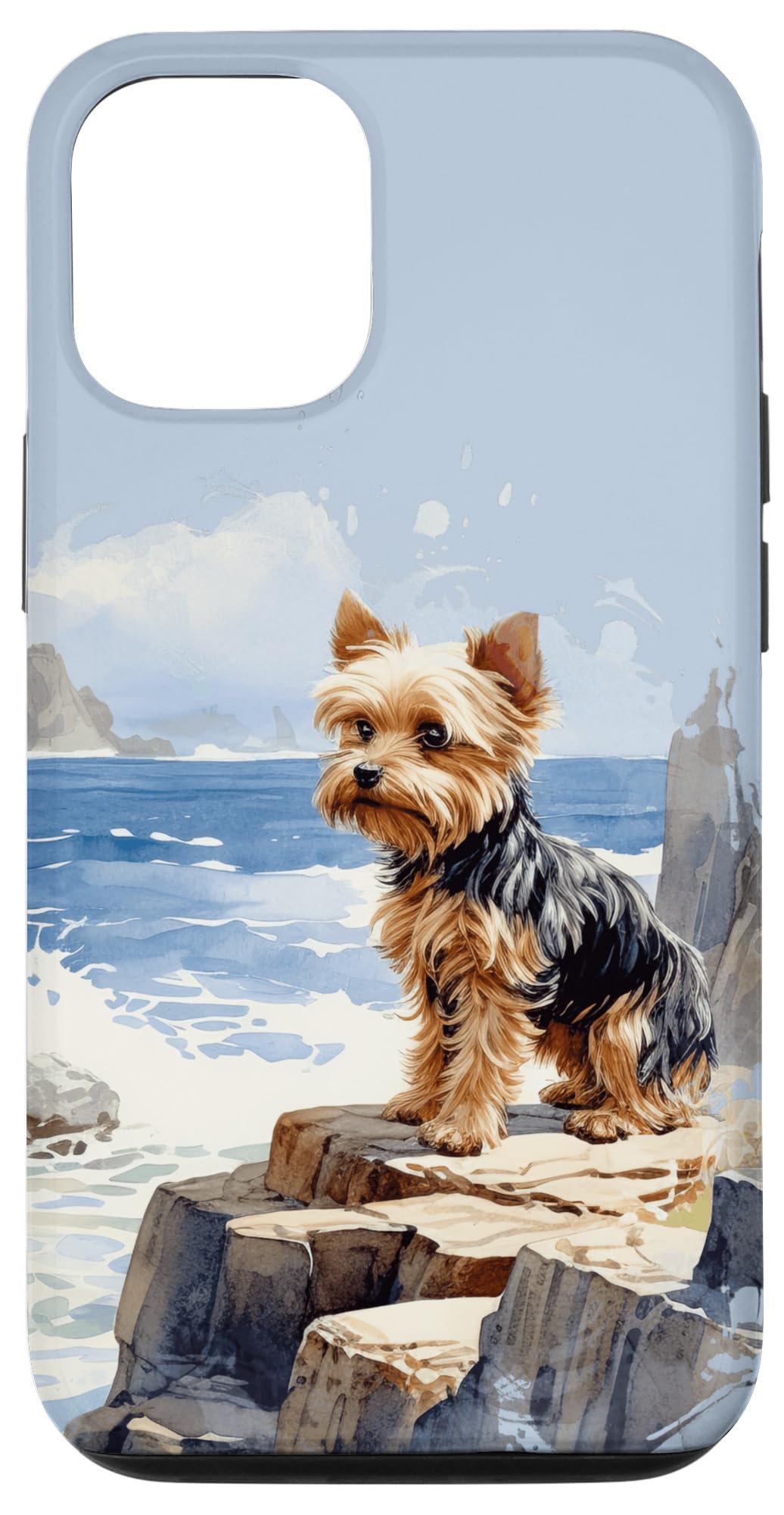 Amazon.com: iPhone 12/12 Pro Yorkie Dog Watercolor Beach Yorkshire ...