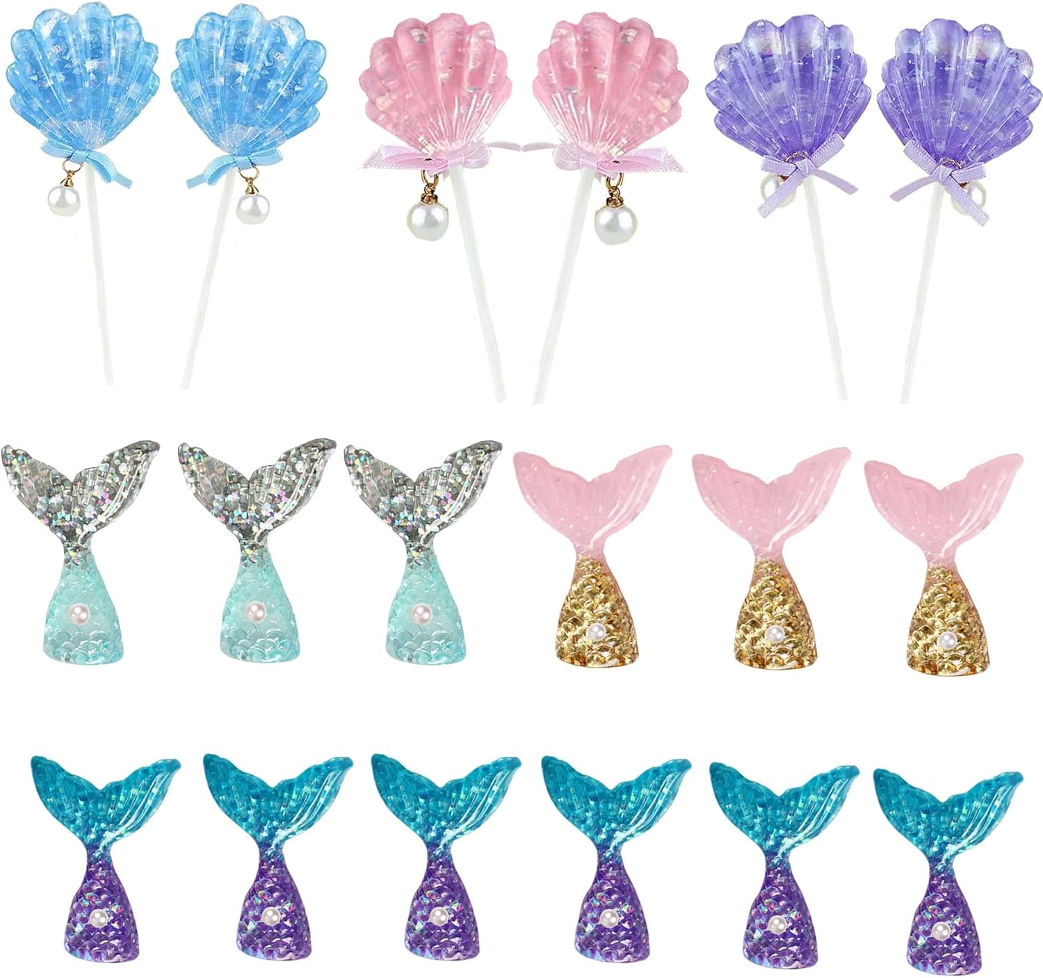 Amazon.com: Mermaid Cupcake Topper, Mermaid Cake Toppers 18PCS Set For ...