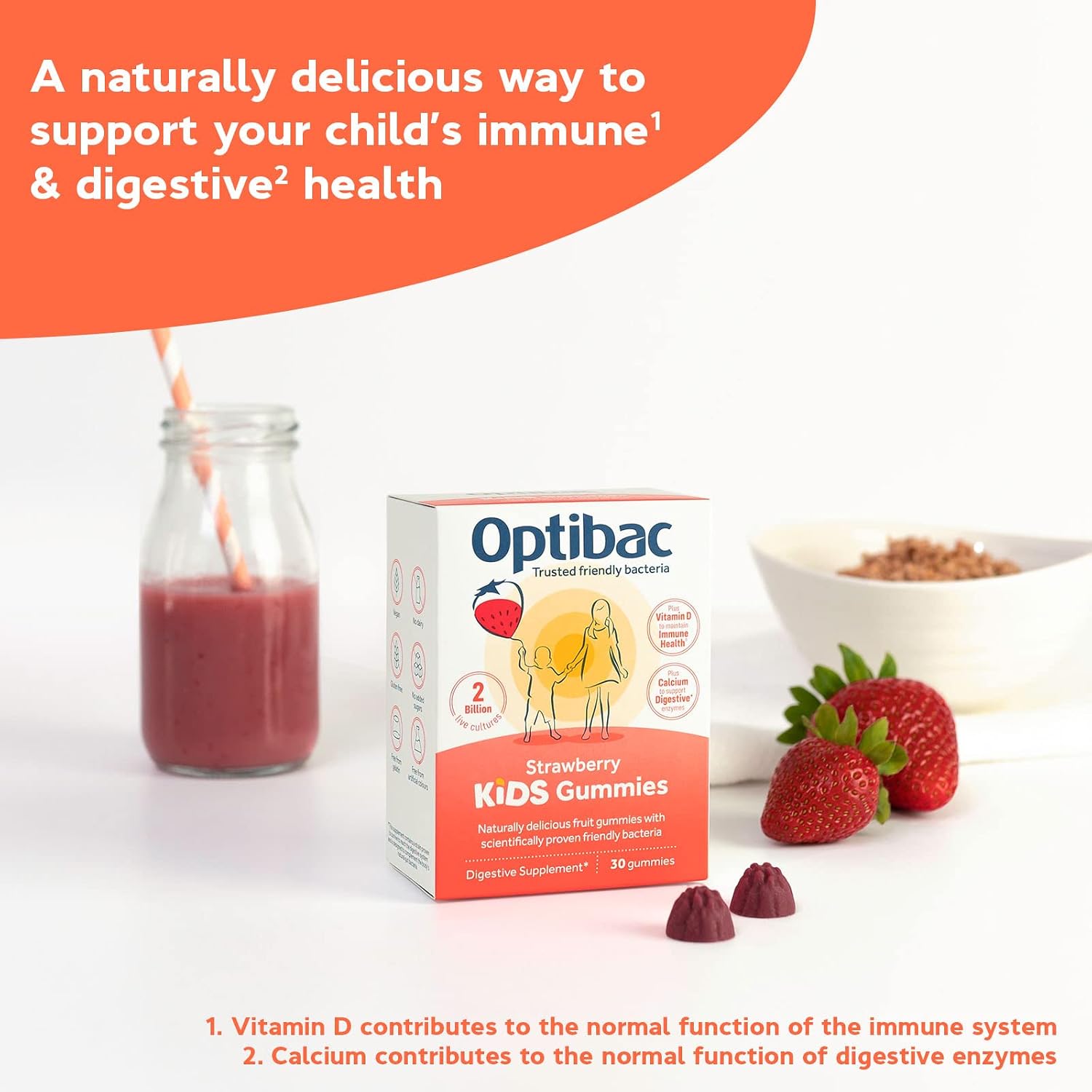 Optibac Probiotics Kids Gummies – Vitamin D & Calcium for Immune System ...