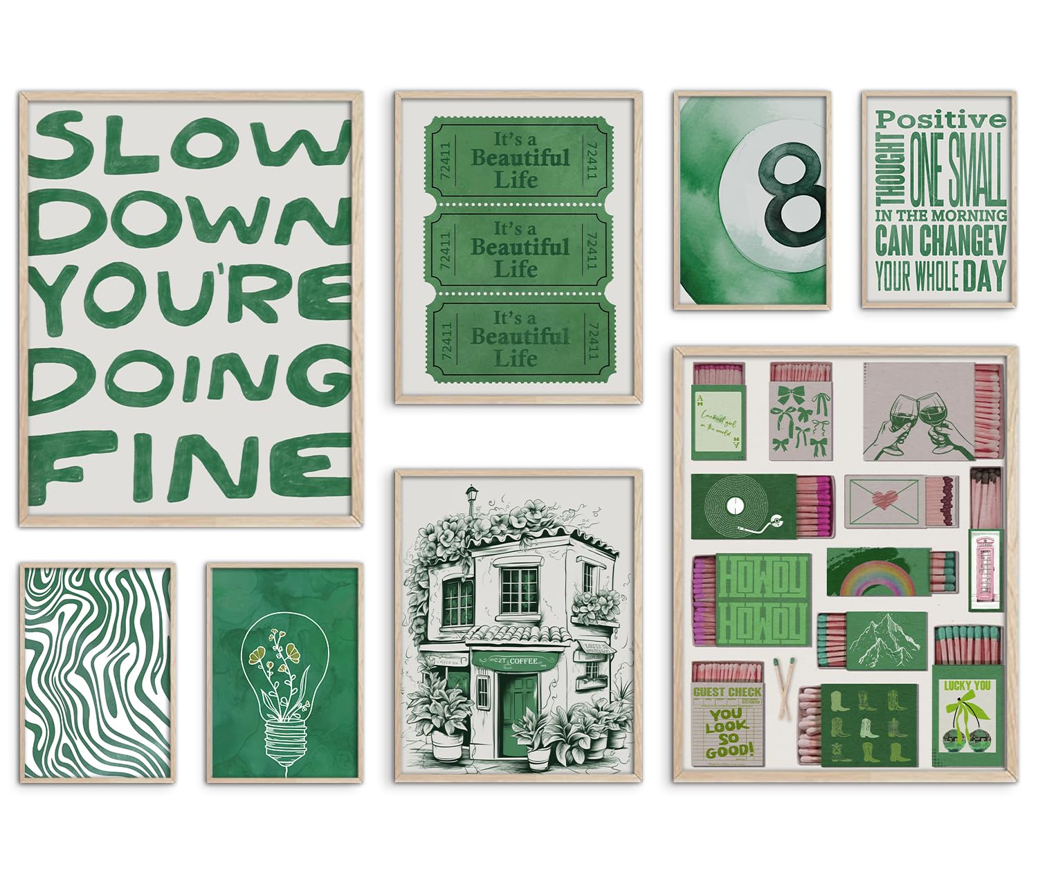 Amazon.com: Aesthetic Green Posters Trendy Preppy Wall Art Posters ...