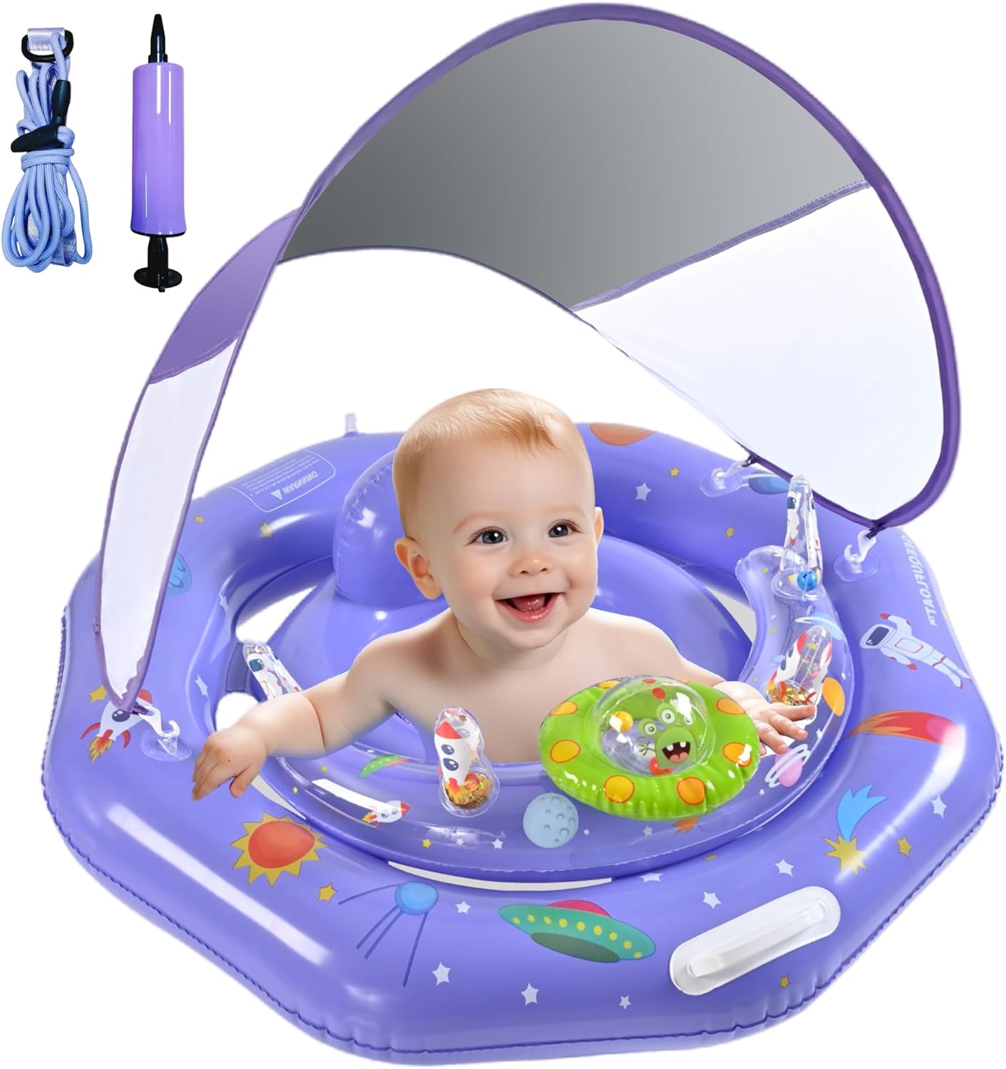 Amazon.com: Baby Pool Float with Canopy,Interactive Toy Play Console ...