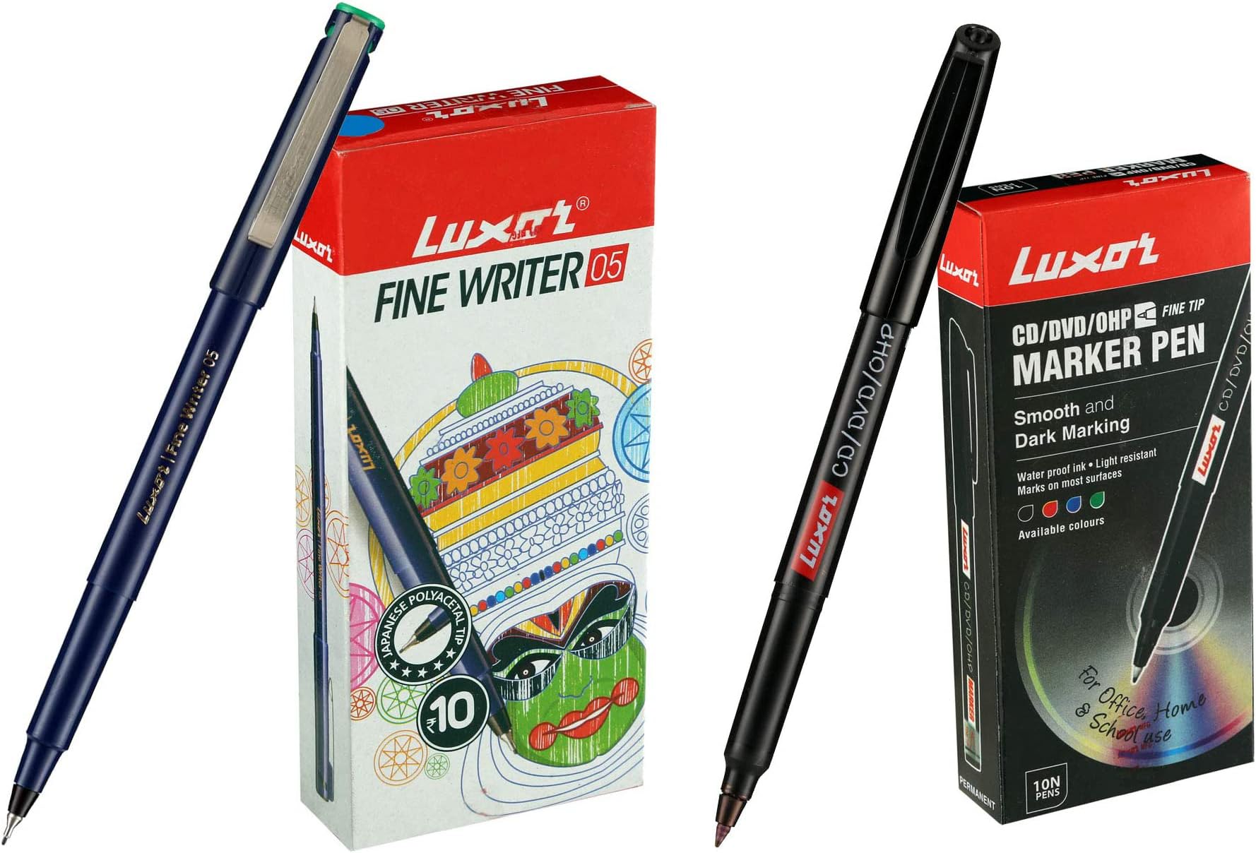 Luxor Fine Writer Green Color (pack Of 10 Pen) 1237 F CD/DVD/OHP Fine ...