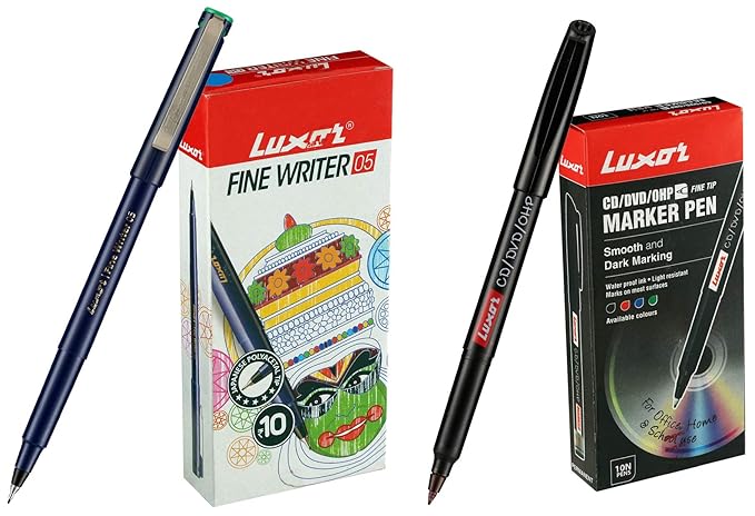 Luxor Fine Writer Green Color (pack Of 10 Pen) 1237 F CD/DVD/OHP Fine ...