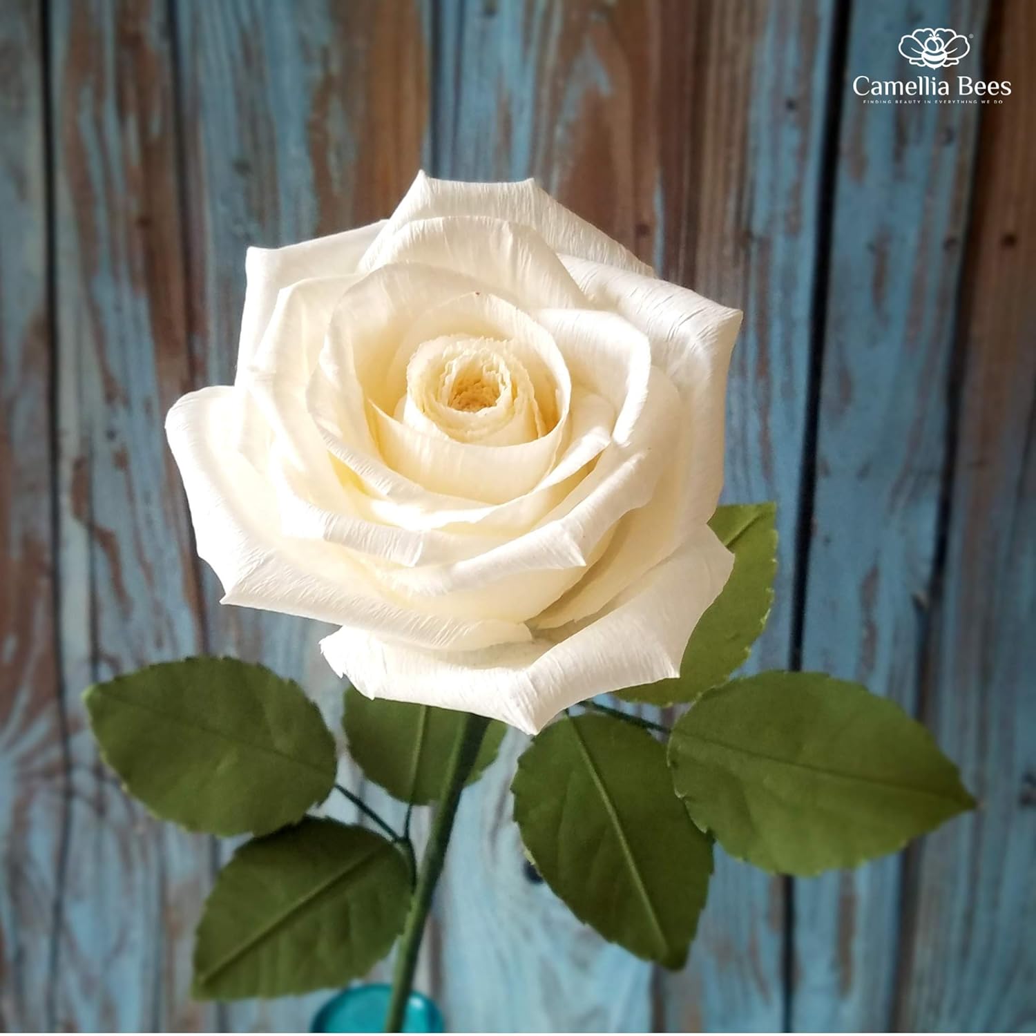 Amazon.com: CamelliaBees White Paper Rose in Gift Box Romantic Present ...