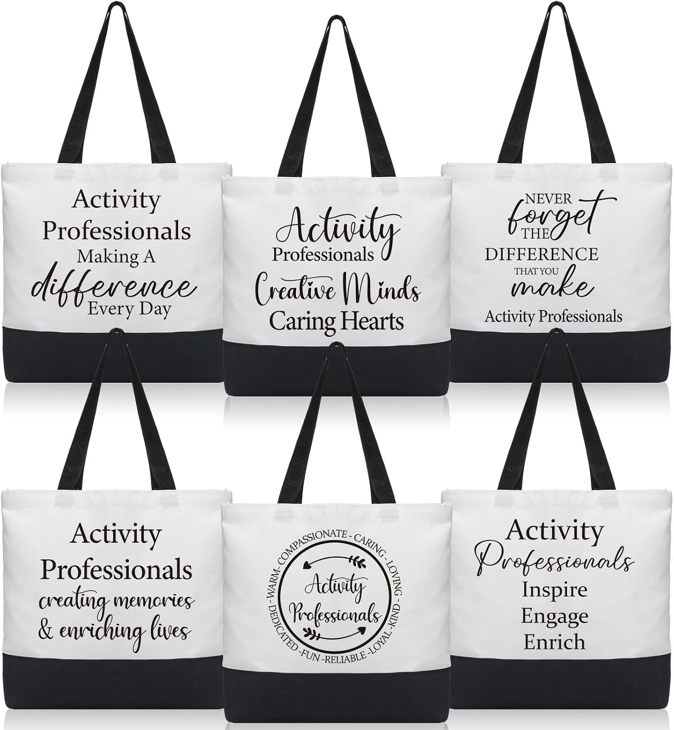 Amazon.com: Cosblank 6 Pcs Canvas Activity Professionals Week Tote Bag ...