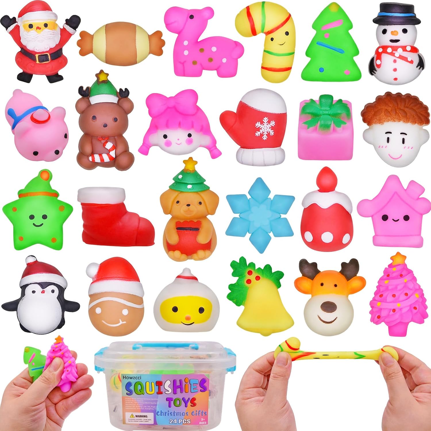 Amazon.com: Howzcci 24 Pack Christmas Mochi Squishy Toys Squishies ...