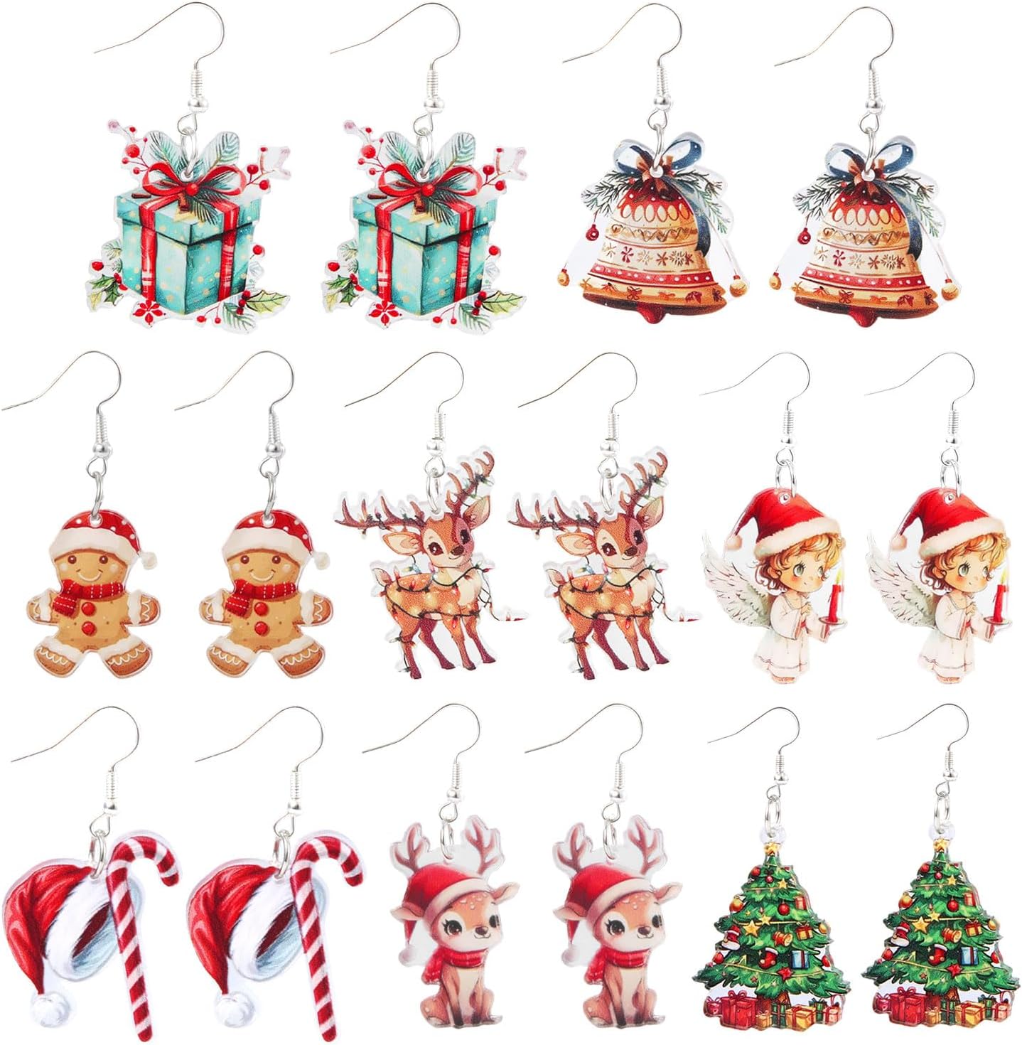 Amazon.com: 8 Pairs Christmas Earrings for Women Dangling, Acrylic ...