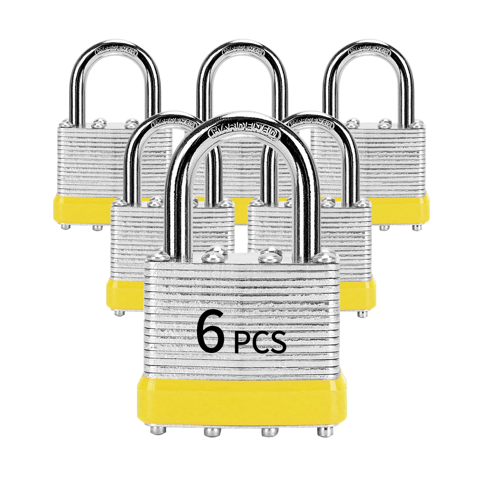 Padlocks with Same Key, LQYN 6 Pcs Laminated Keyed Padlock (1-9/16 ...