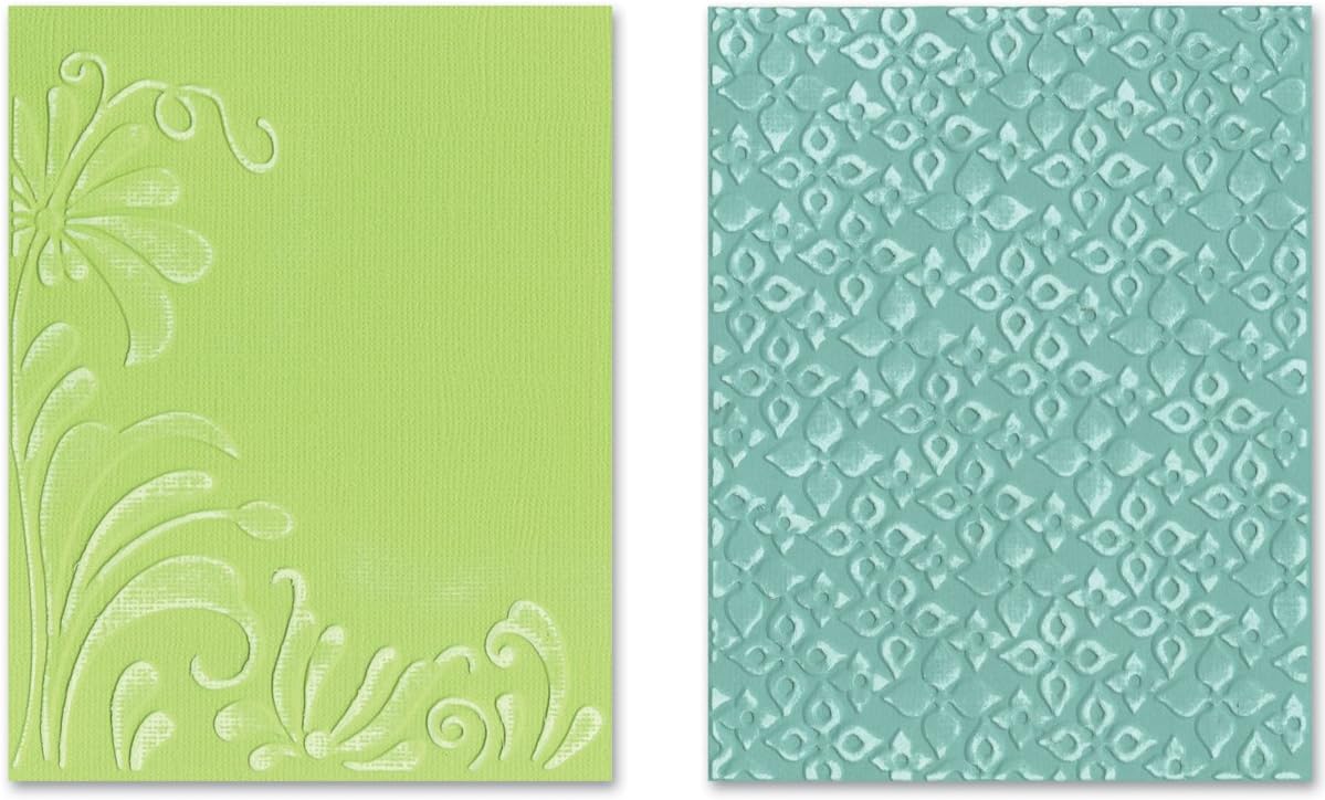 Amazon.com: Sizzix Textured Impressions Embossing Folders 2PK - Flowers ...