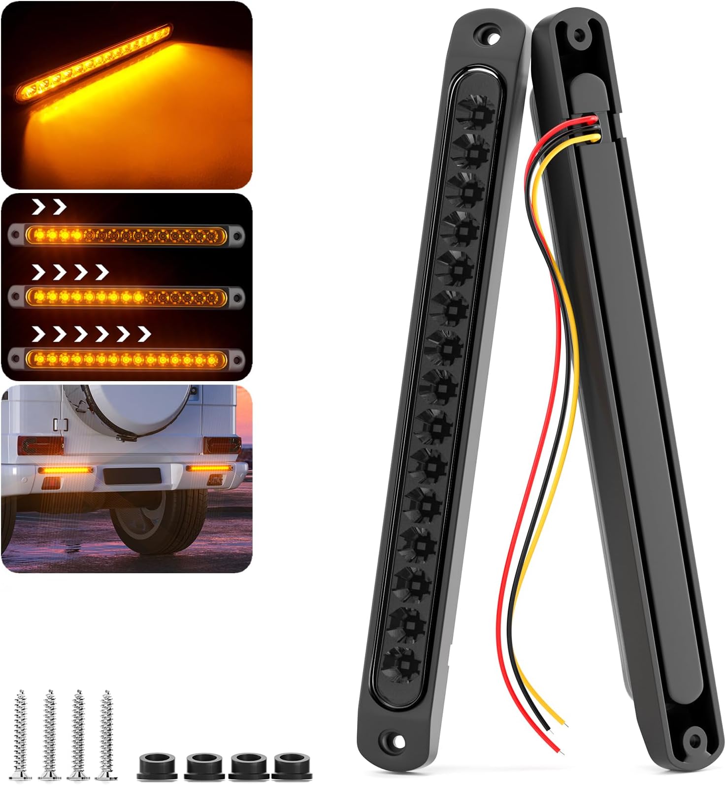 Amazon.com: PSEQT 10" LED Trailer Tail Identification Lights Bar Amber ...