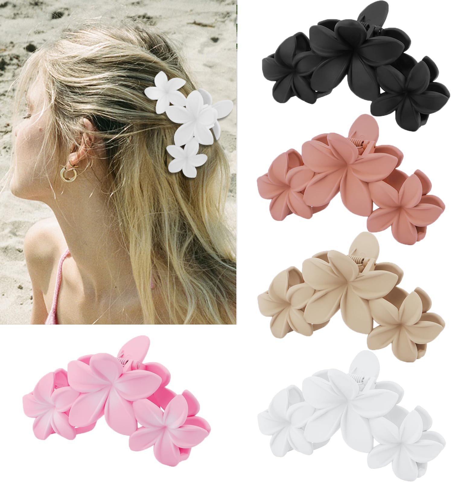 Amazon.com : Canitor Flower Claw Clips for Women Hair Clips for Thick ...