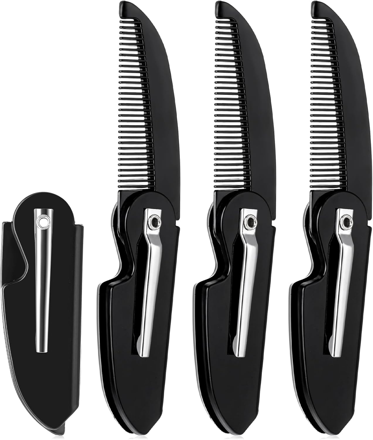 Ouligay 4pcs Folding Pocket Beard Comb for Men - Smooth Hair ...