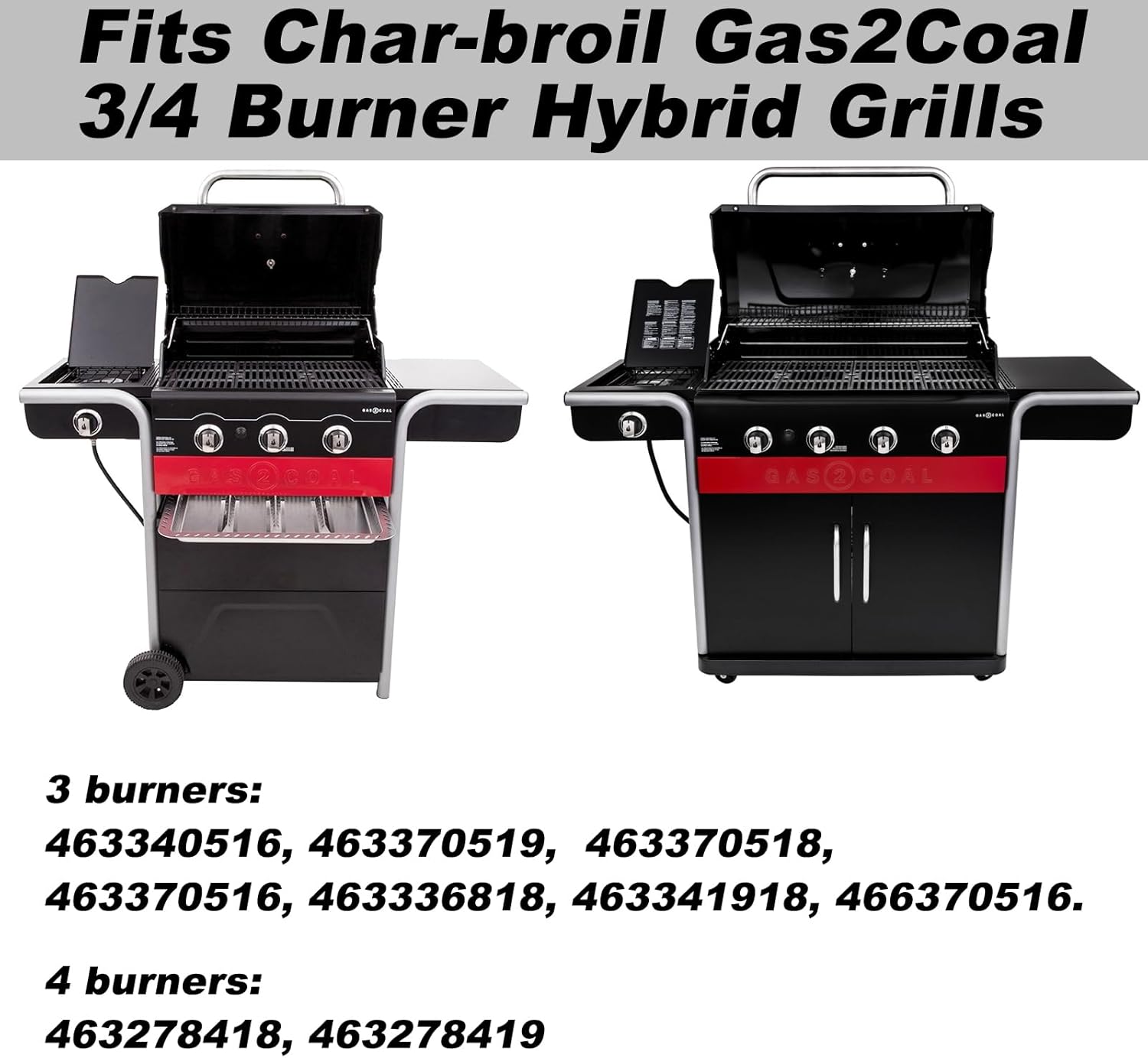 463340516 Piezas de repuesto para Charbroil Gas2Coal 3 quemadores híbridos parrilla Heat Tent ...