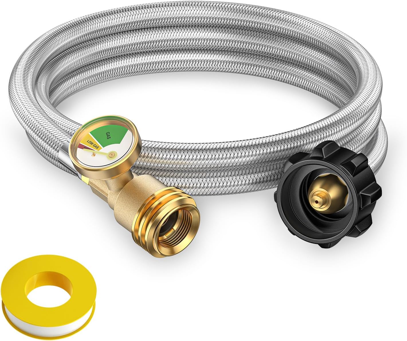 Amazon.com: 6 Feet Propane Tank Extension Hose Braided With Gauge ...