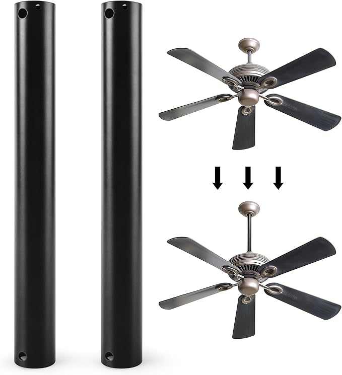 Amazon.com: Verdanzia Ceiling Fan Downrod, 12 Inch Black Ceiling Fan ...